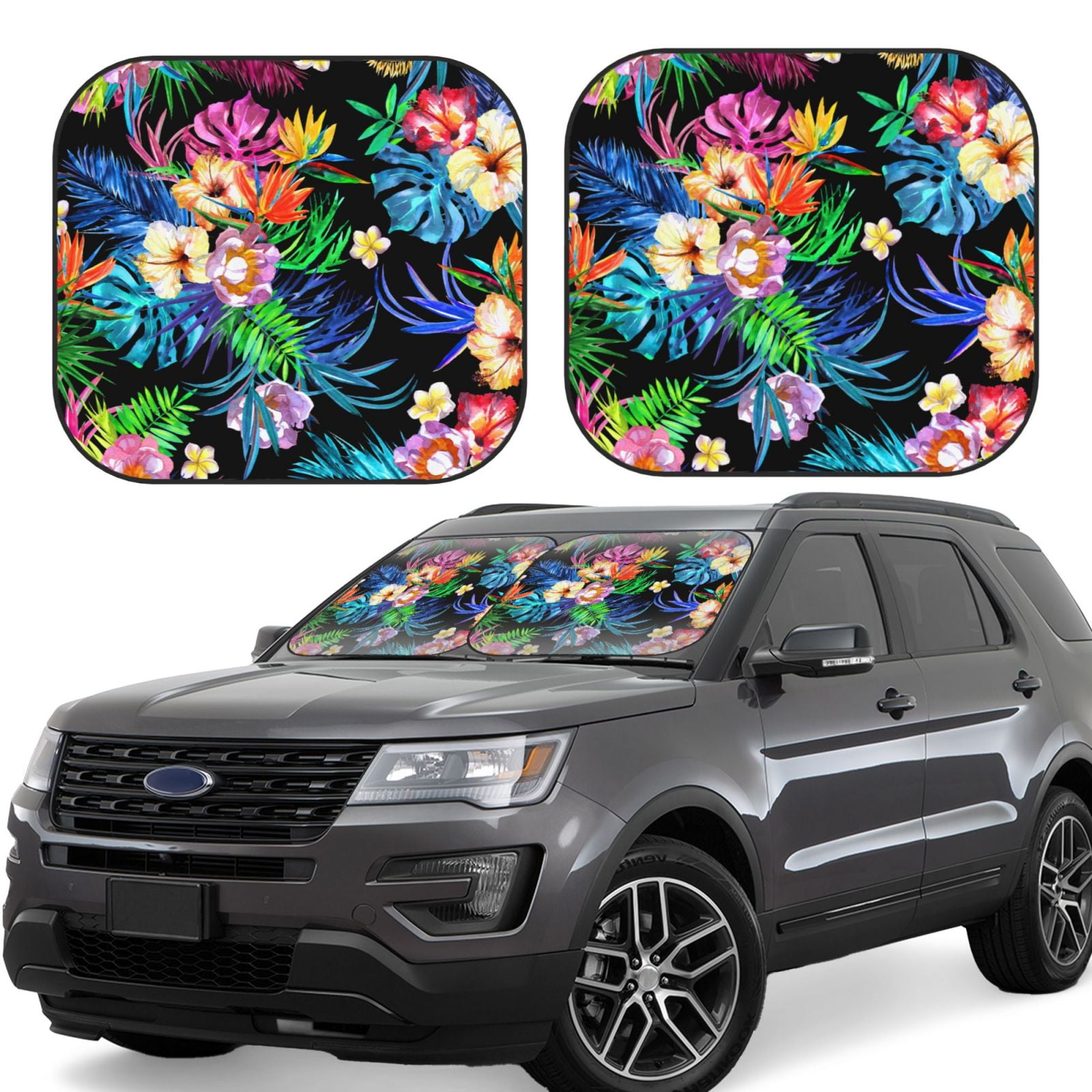 Balery 2 Piece Colorful Flowers Car Windshield Sun Shade|Foldable Front ...