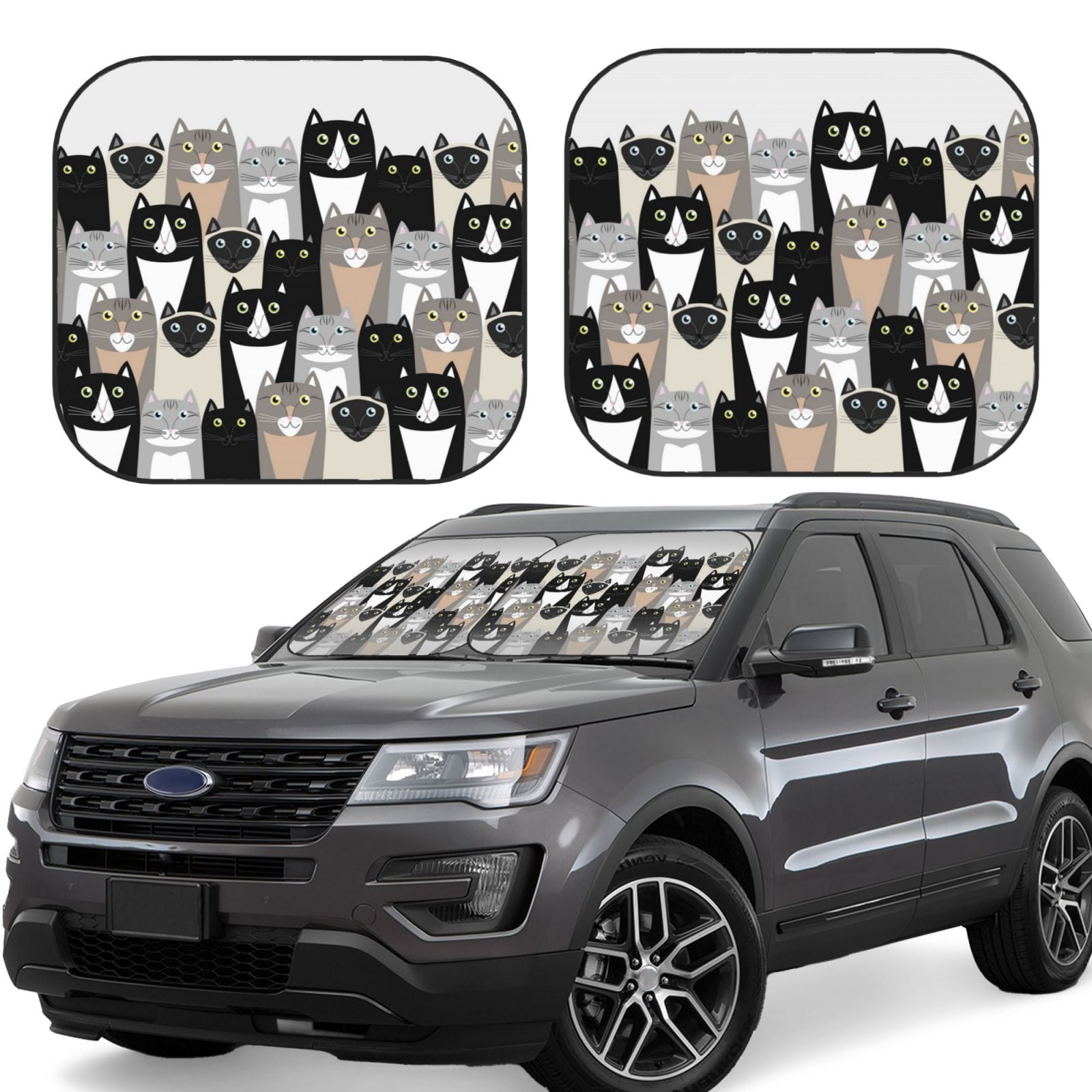 Balery 2 Piece Colors Cats Car Windshield Sun Shade|Foldable Front ...