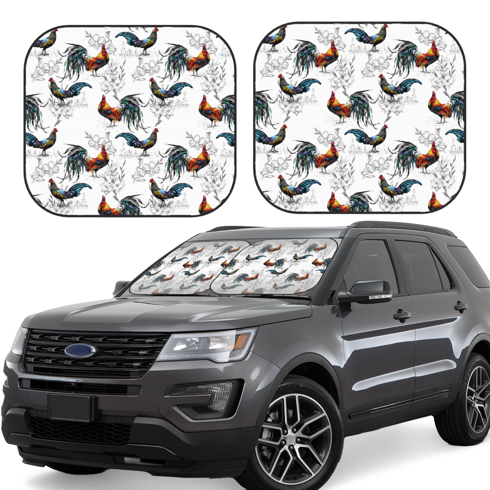 Balery 2 Piece Cool Chicken Car Windshield Sun Shade|Foldable Front ...