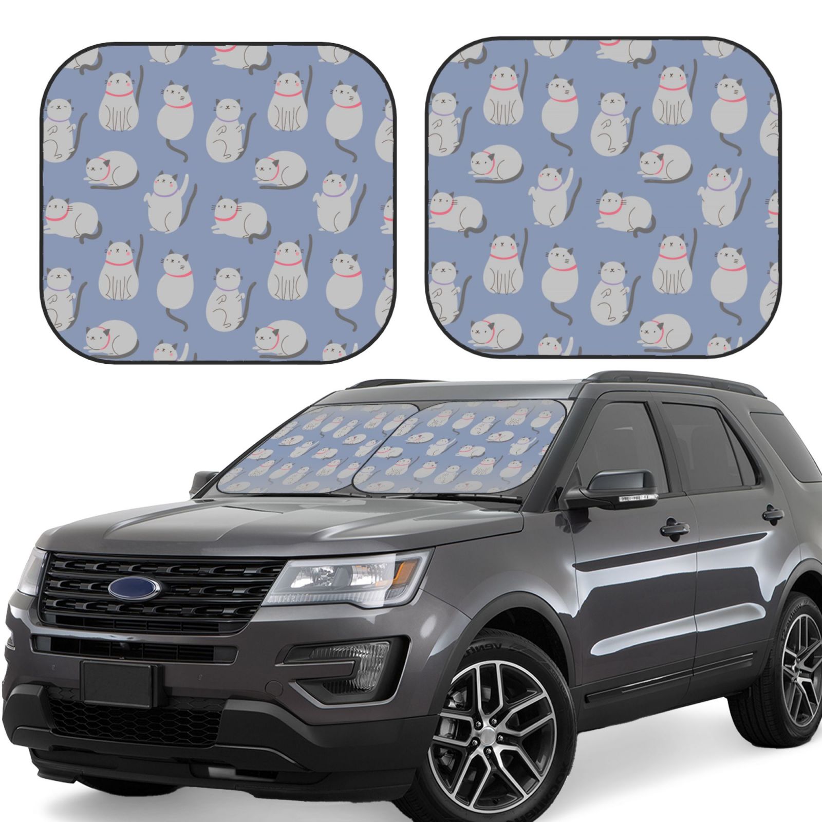 Balery 2 Piece Cute Fat Cat Car Windshield Sun Shade|Foldable Front ...