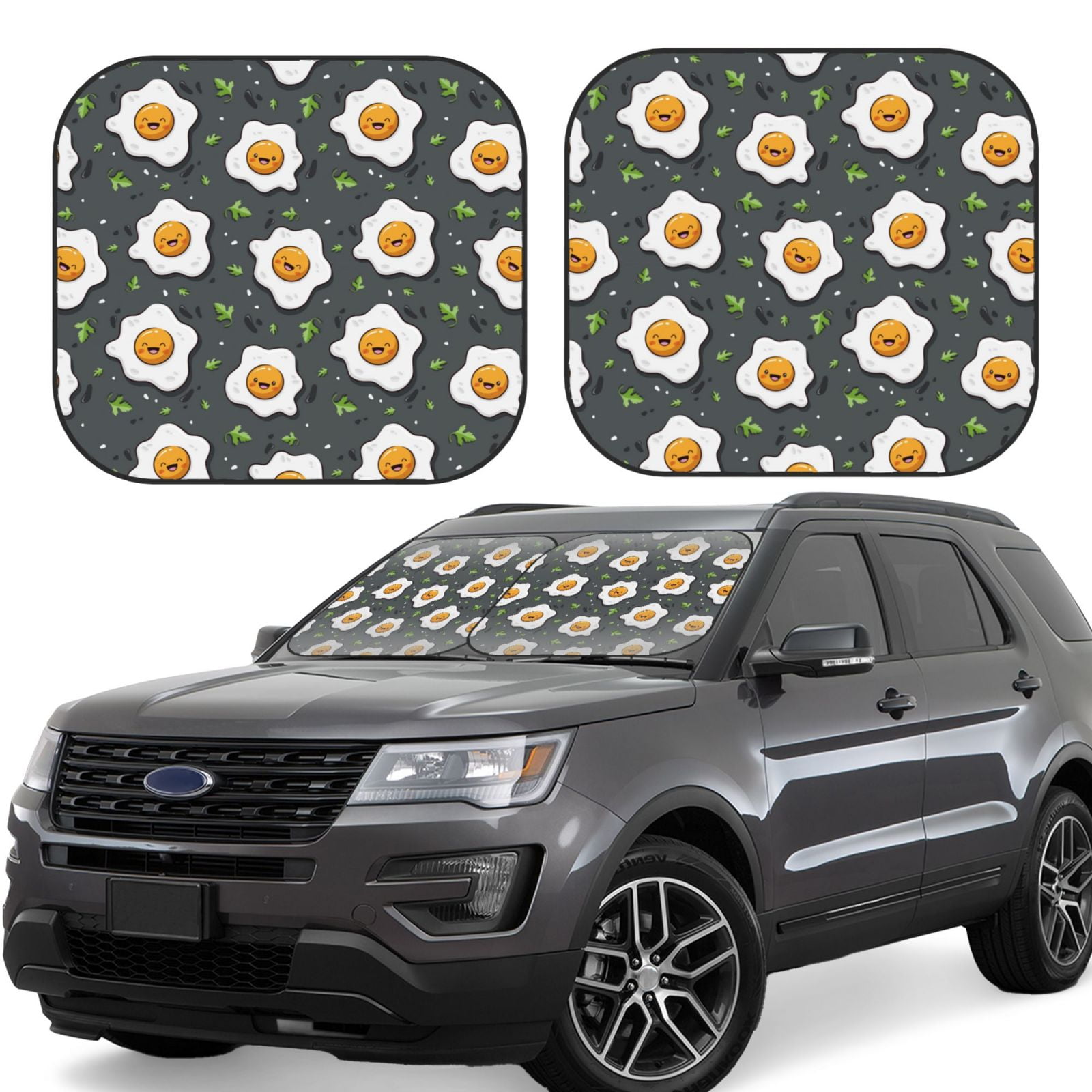 Balery 2 Piece Cute Poached Eggs Car Windshield Sun Shade|Foldable ...