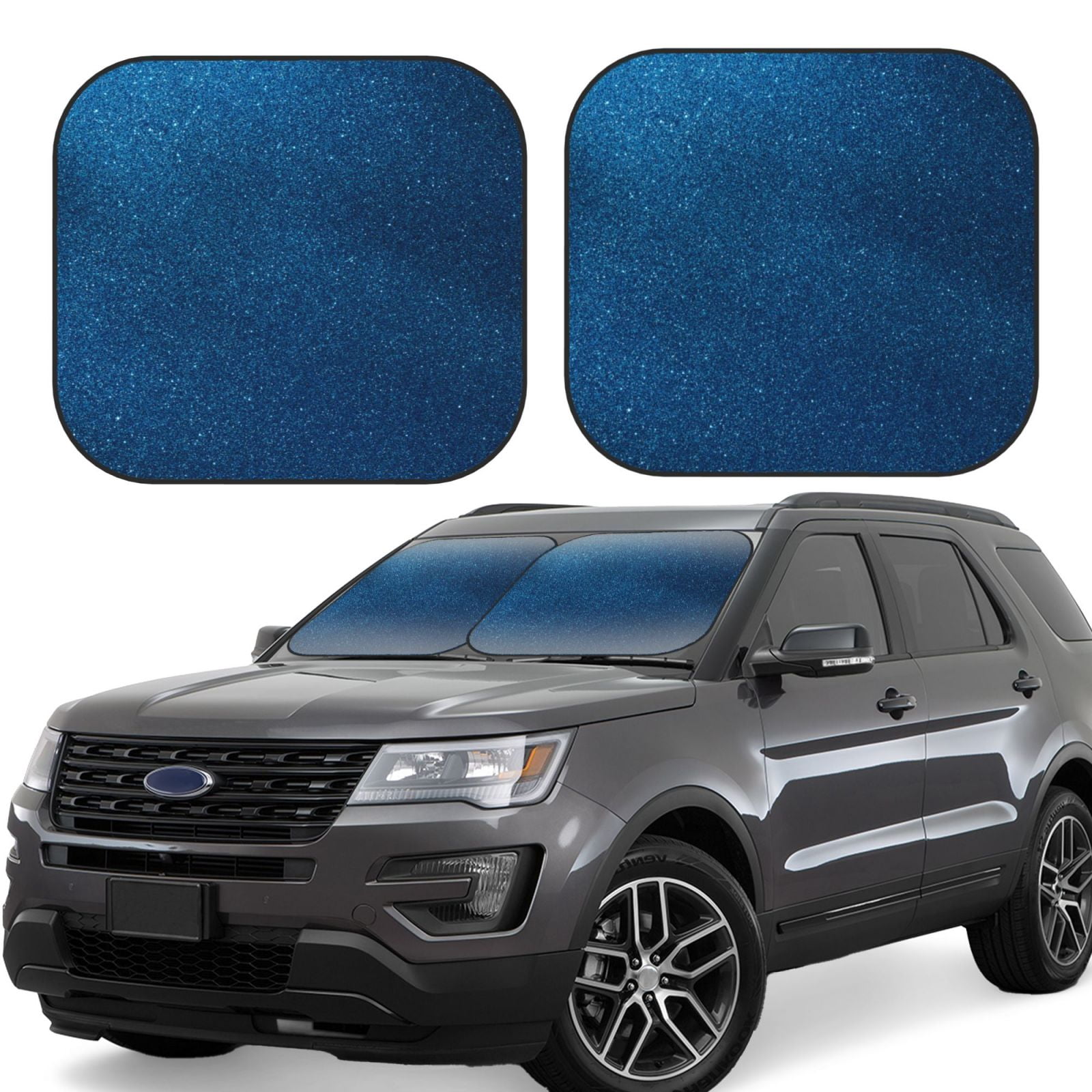 Balery 2 Piece Deep Blue Glitter Car Windshield Sun Shade|Foldable ...