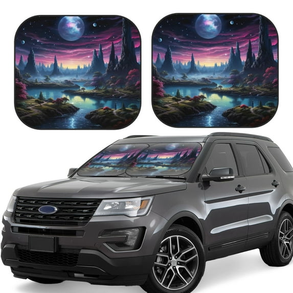 Balery 2 Piece Fantasy Landscape Starry Night Car Windshield Sun Shade ...