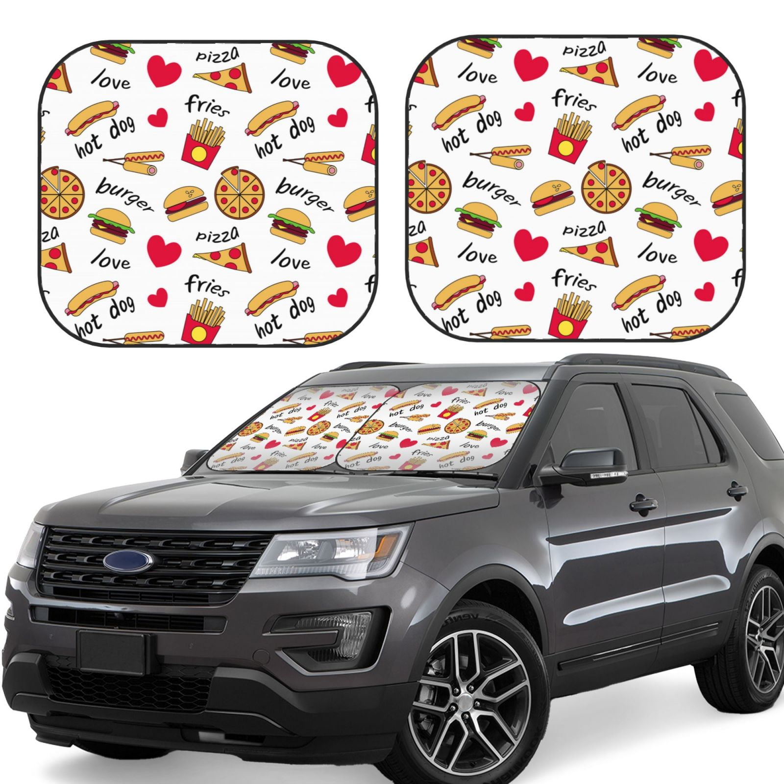 Balery 2 Piece Fast Food Car Windshield Sun Shade|Foldable Front ...