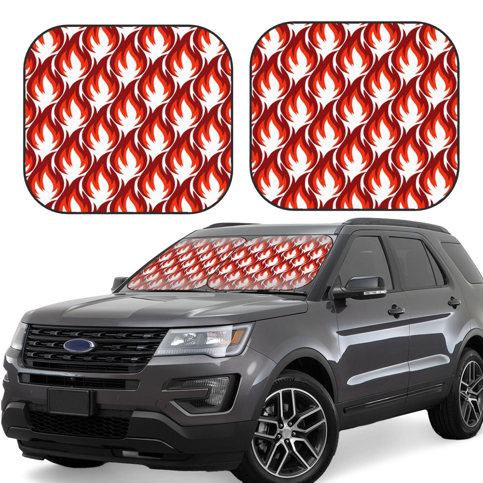 Balery 2 Piece Fire Symbols Car Windshield Sun Shade|Foldable Front ...