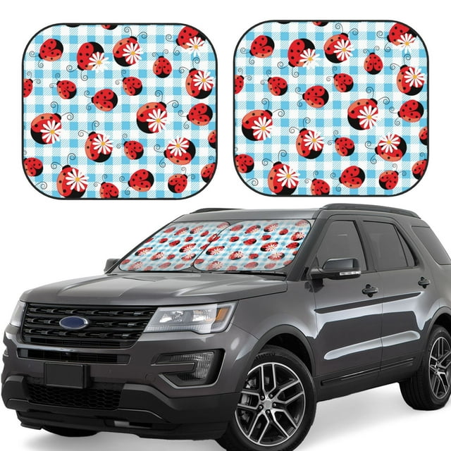 Balery 2 Piece Flowers and Lady Bugs Car Windshield Sun Shade|Foldable ...