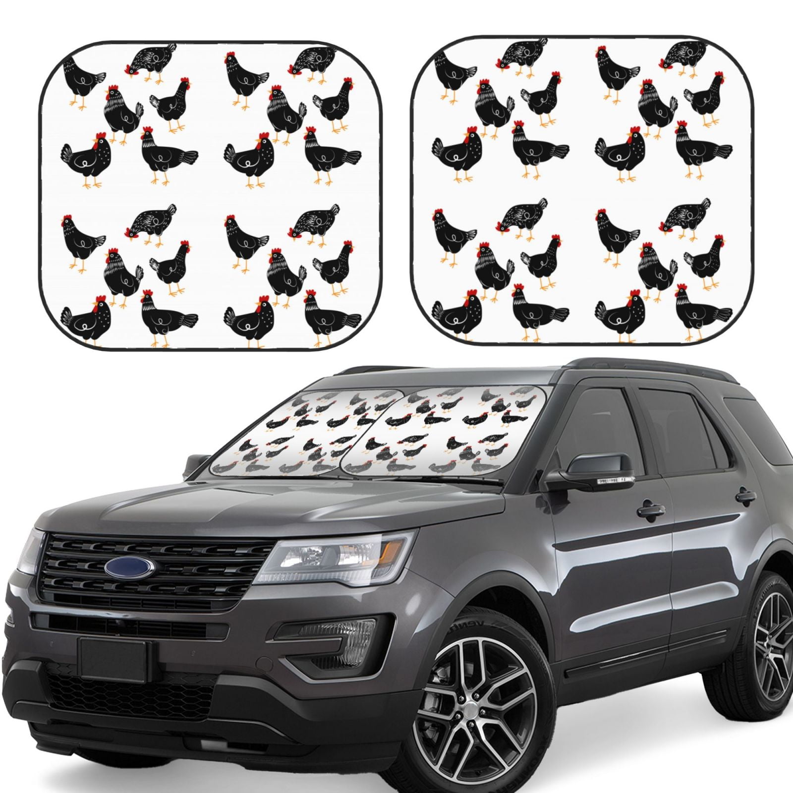 Balery 2 Piece Funny Chicken Car Windshield Sun Shade|Foldable Front ...