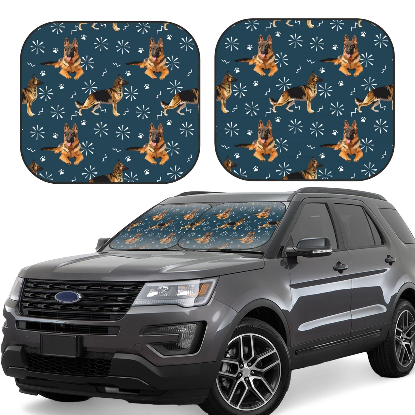 Balery 2 Piece German Shepherd Dog Car Windshield Sun Shade|Foldable ...