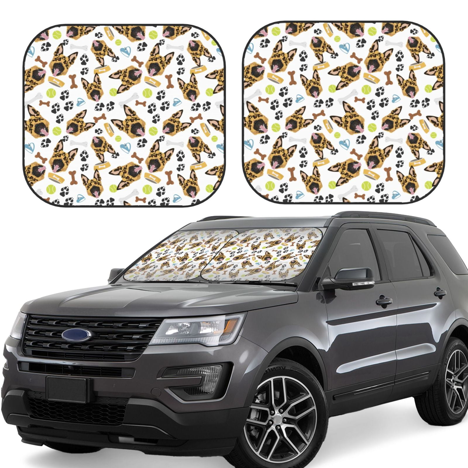 Balery 2 Piece German Shepherd Dog Car Windshield Sun Shade|Foldable ...
