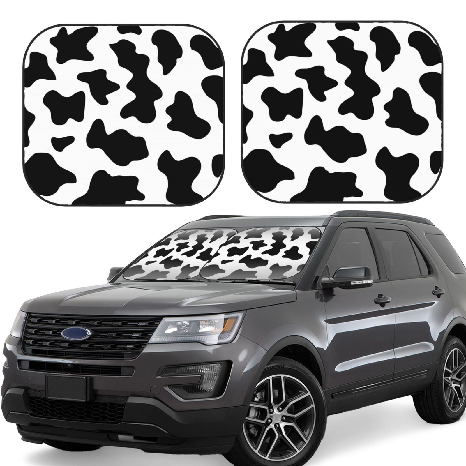 Balery 2 Piece Milk Cow Car Windshield Sun Shade|Foldable Front ...