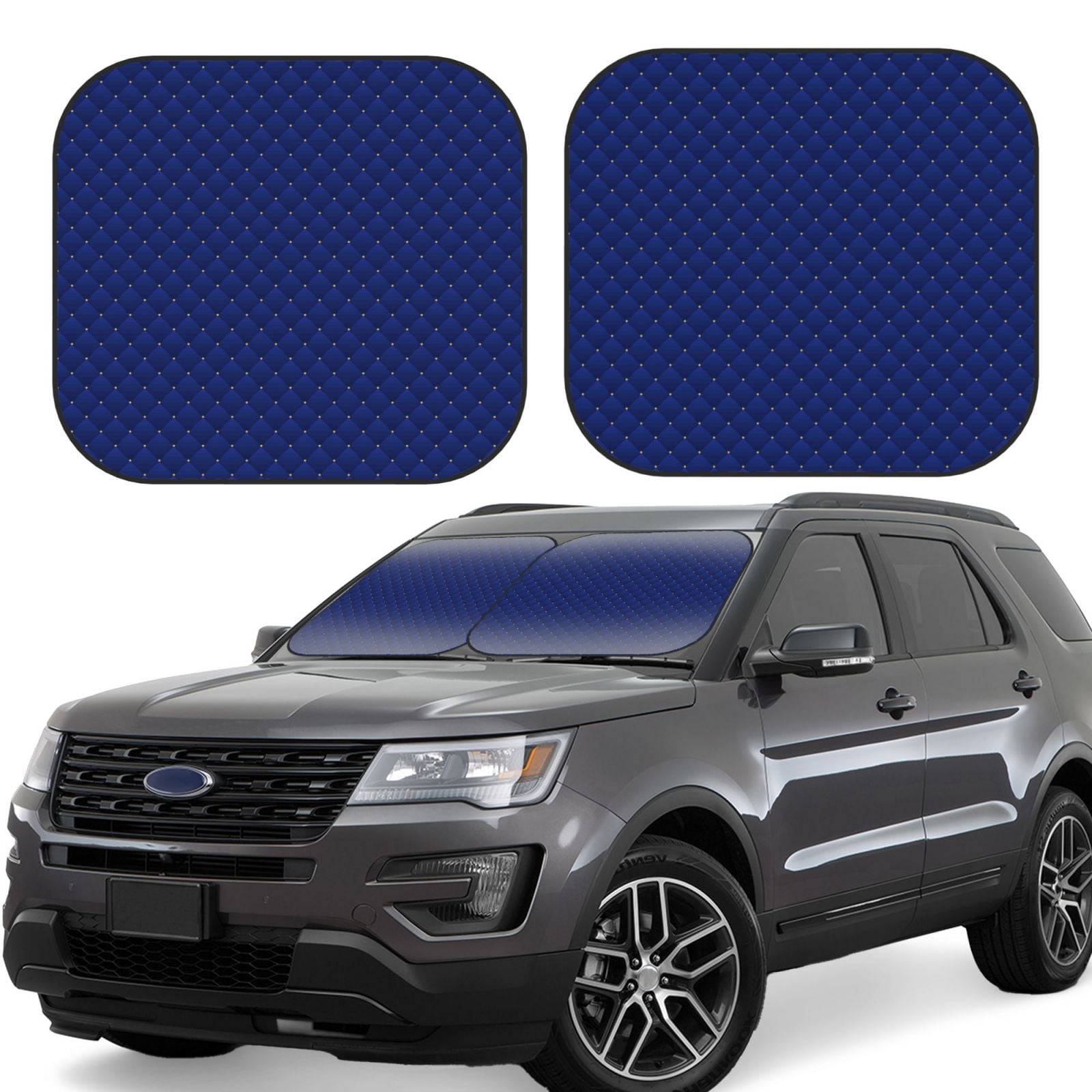Balery 2 Piece Navy Blue Car Windshield Sun Shade|Foldable Front ...