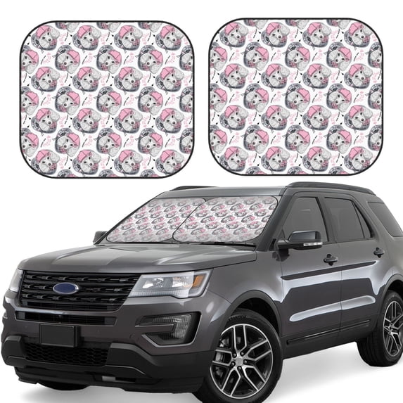 Balery 2 Piece Poodle Dog Car Windshield Sun Shade|Foldable Front ...