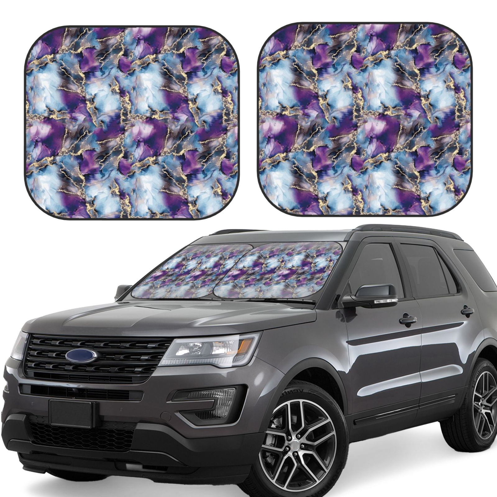 Balery 2 Piece Purple Marble Texture Car Windshield Sun Shade|Foldable ...