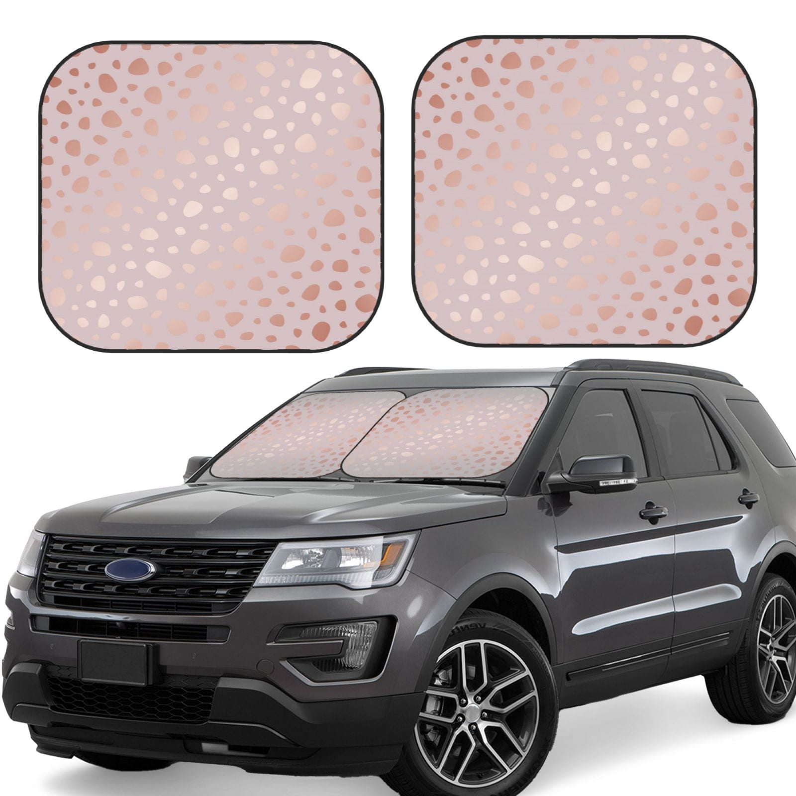 Balery 2 Piece Rose Gold Abstract Spots 1 Car Windshield Sun Shade ...