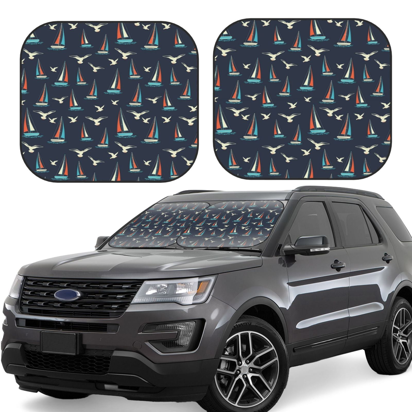 Balery 2 Piece Sailboat And Seagull Car Windshield Sun Shade|Foldable ...
