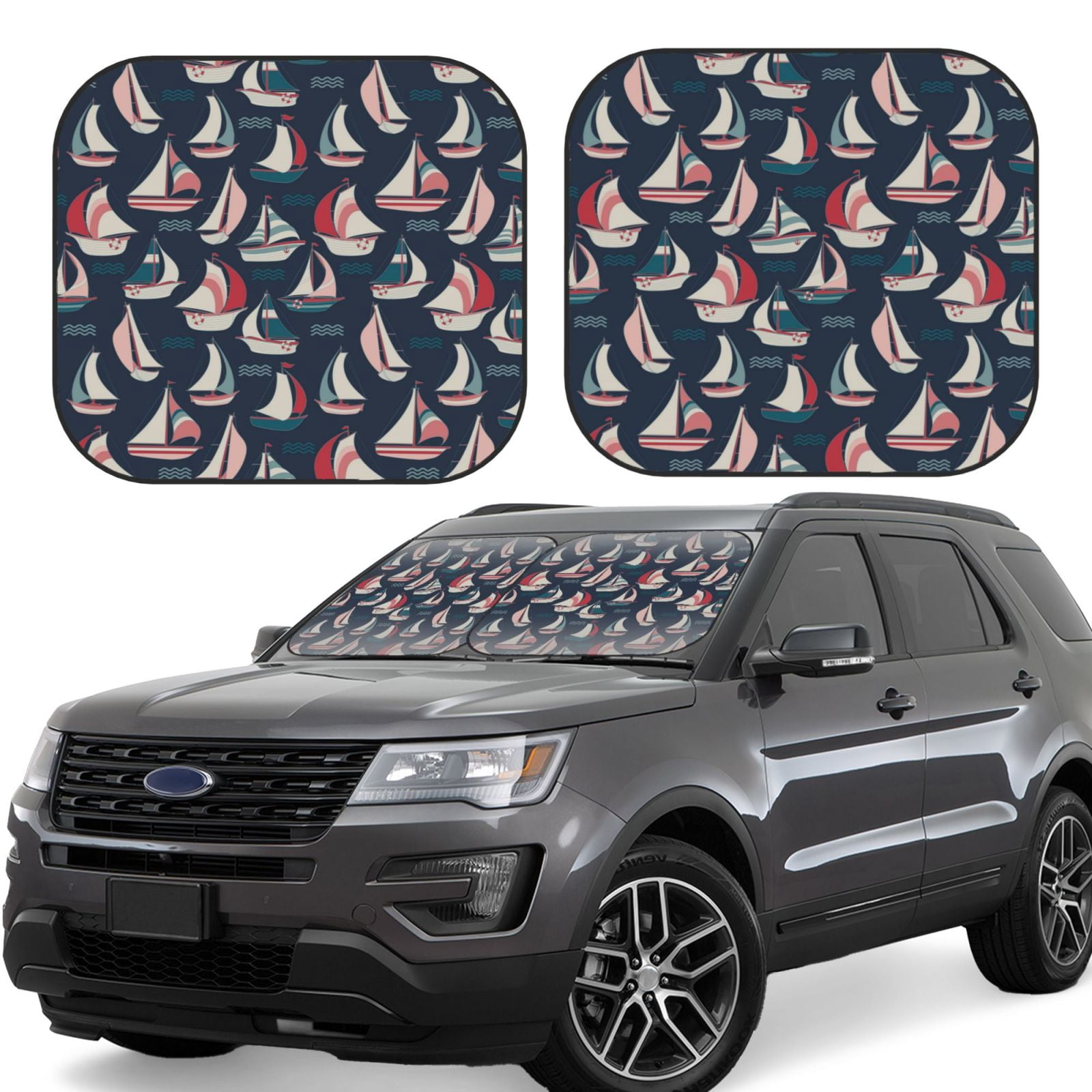 Balery 2 Piece Sailboat And Wave Car Windshield Sun Shade|Foldable ...