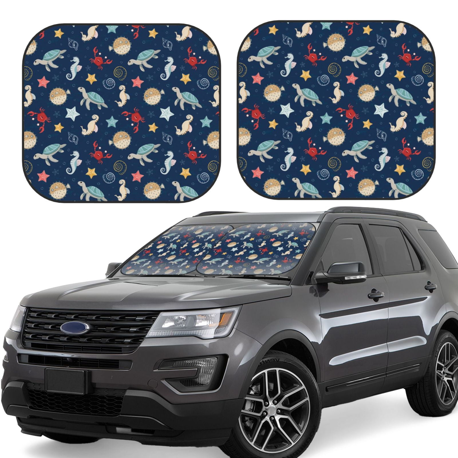 Balery 2 Piece Sea Creatures Car Windshield Sun Shade|Foldable Front ...