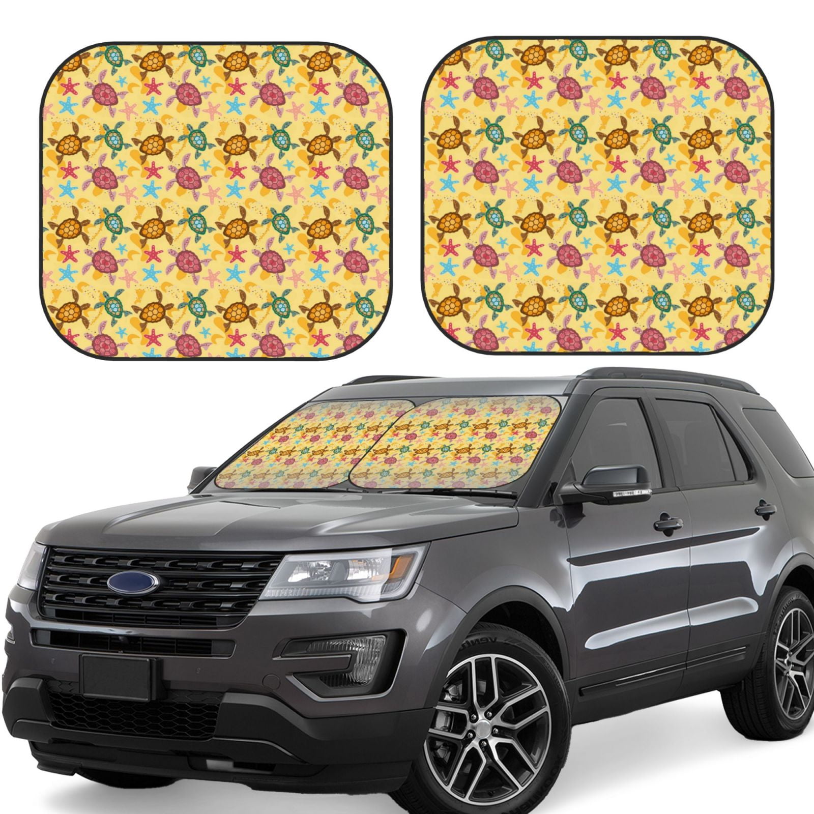 Balery 2 Piece Sea and Sand Car Windshield Sun Shade|Foldable Front ...
