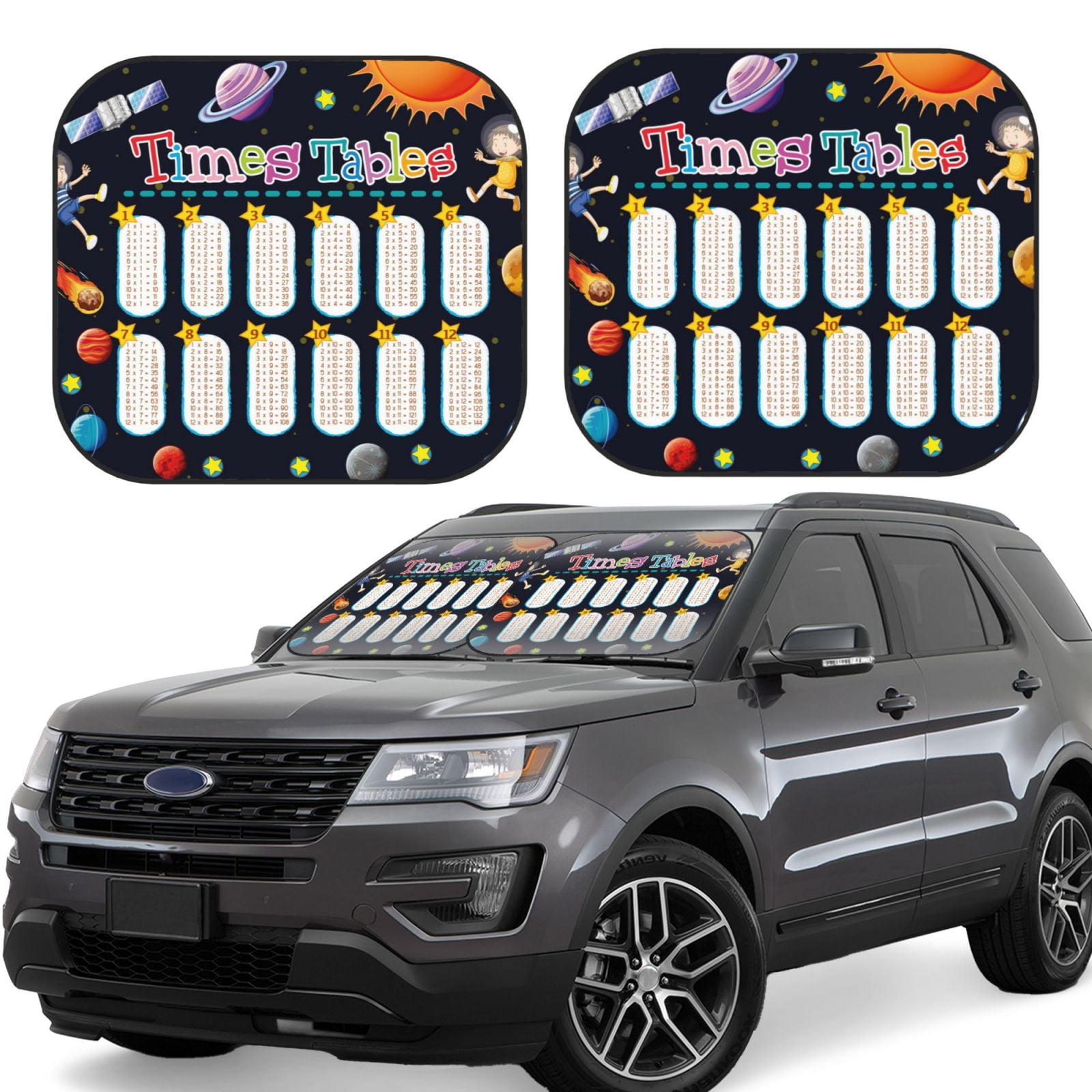 Balery 2 Piece Space Math Times Tables Car Windshield Sun Shade ...
