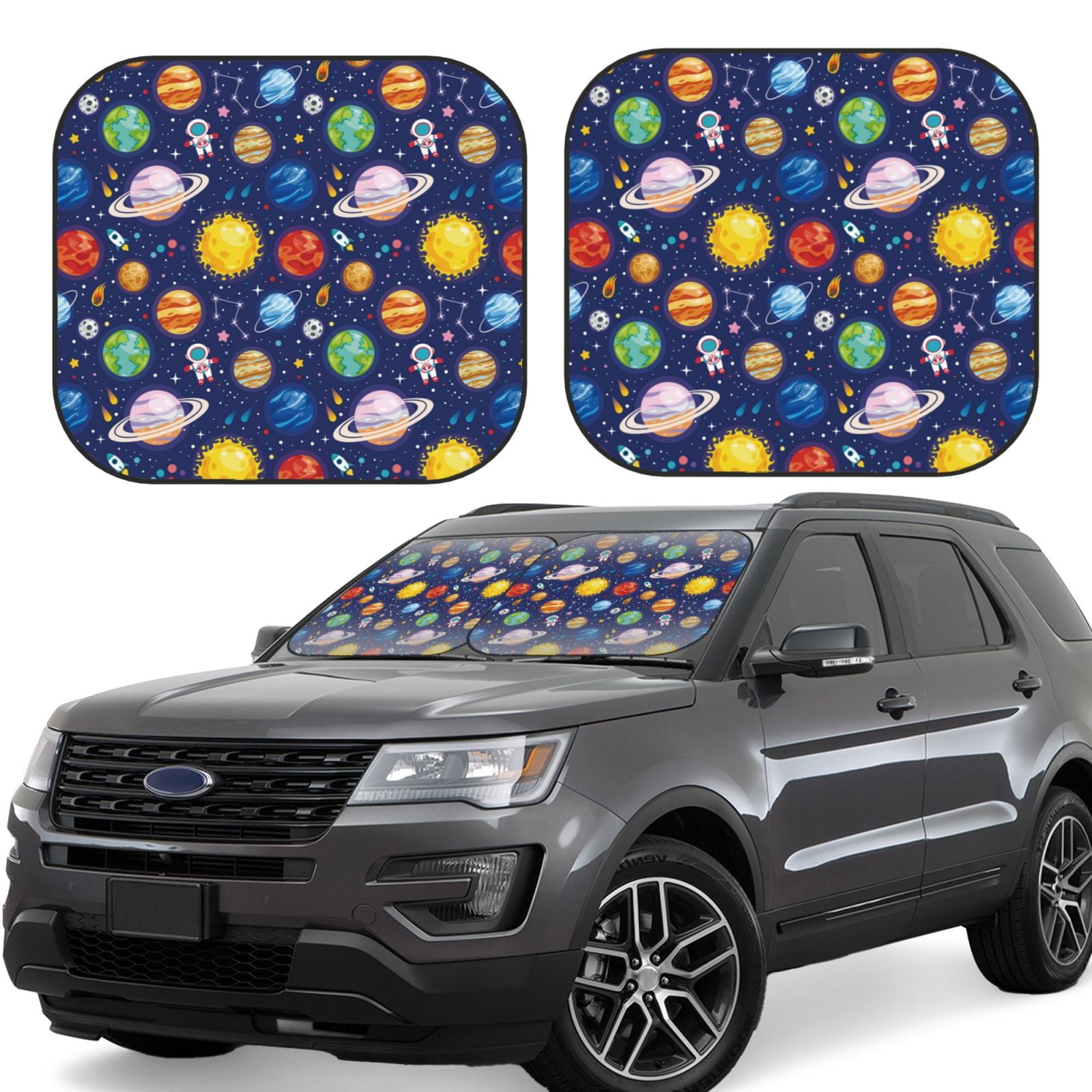 Balery 2 Piece Space Planet Car Windshield Sun Shade|Foldable Front ...
