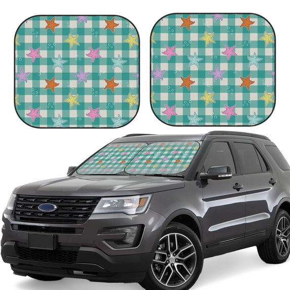 Balery 2 Piece Starfish On Checkered Background Car Windshield Sun ...