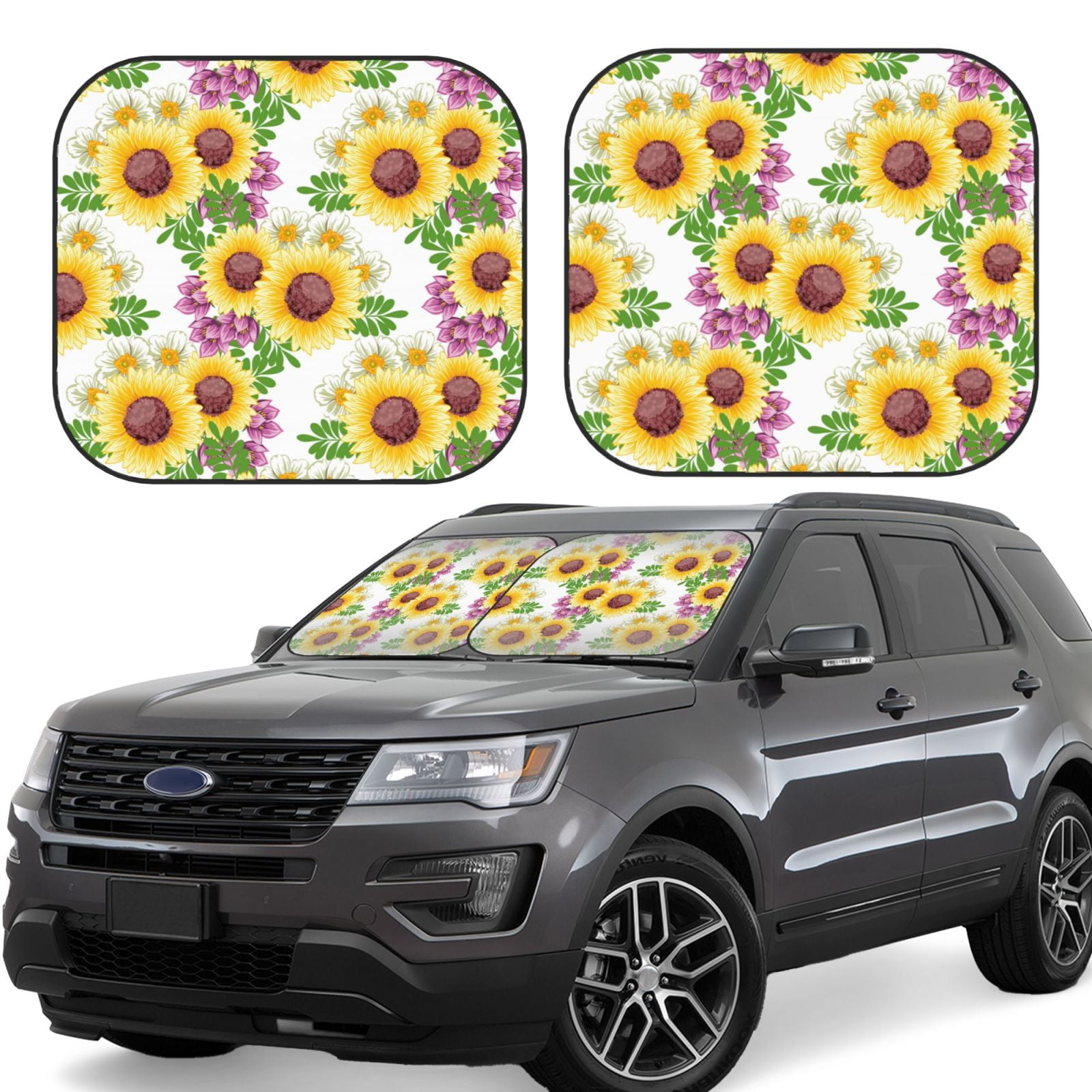 Balery 2 Piece Sunflowers Car Windshield Sun Shade|Foldable Front ...