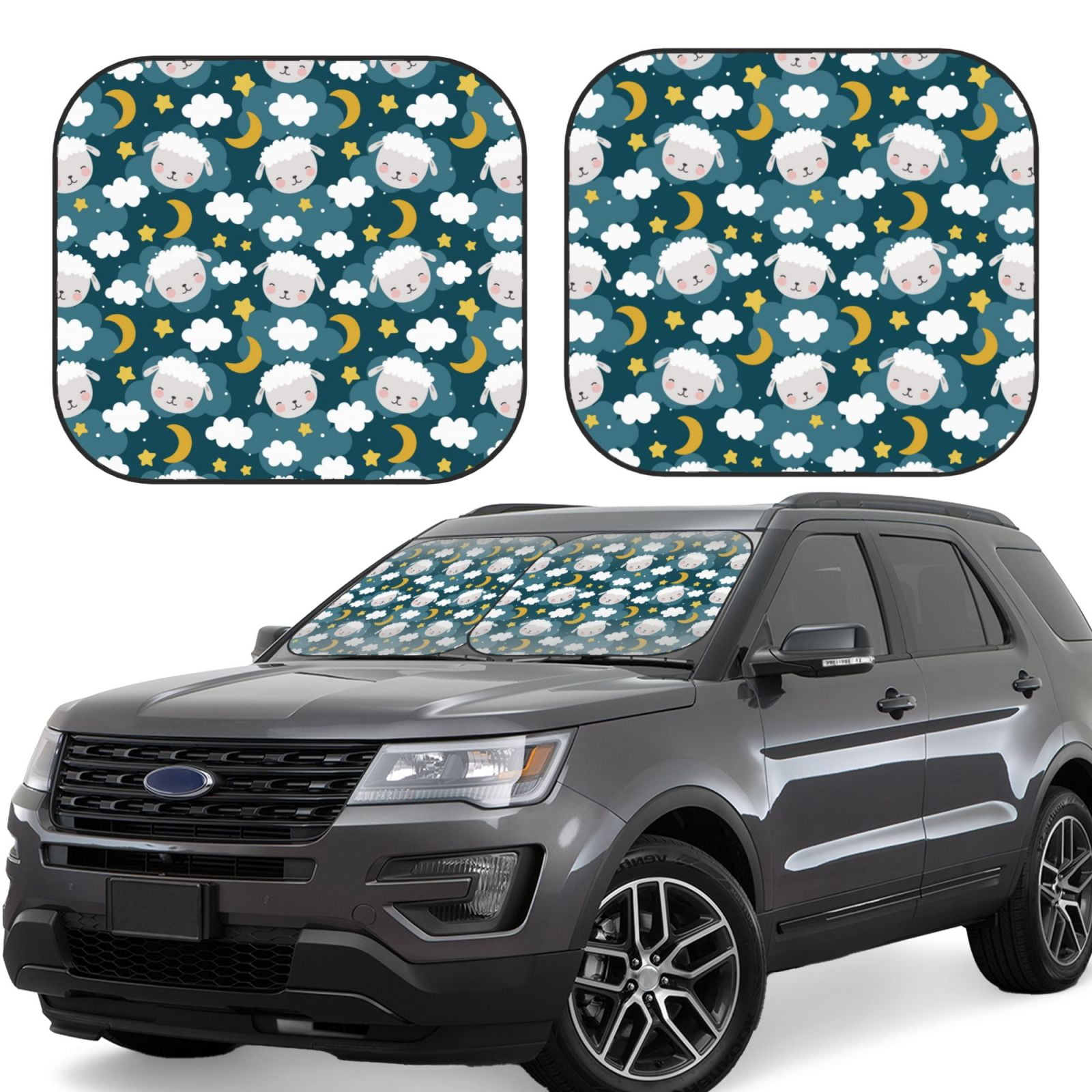 Balery 2 Piece Sweet Dream Lamb Car Windshield Sun Shade|Foldable Front ...