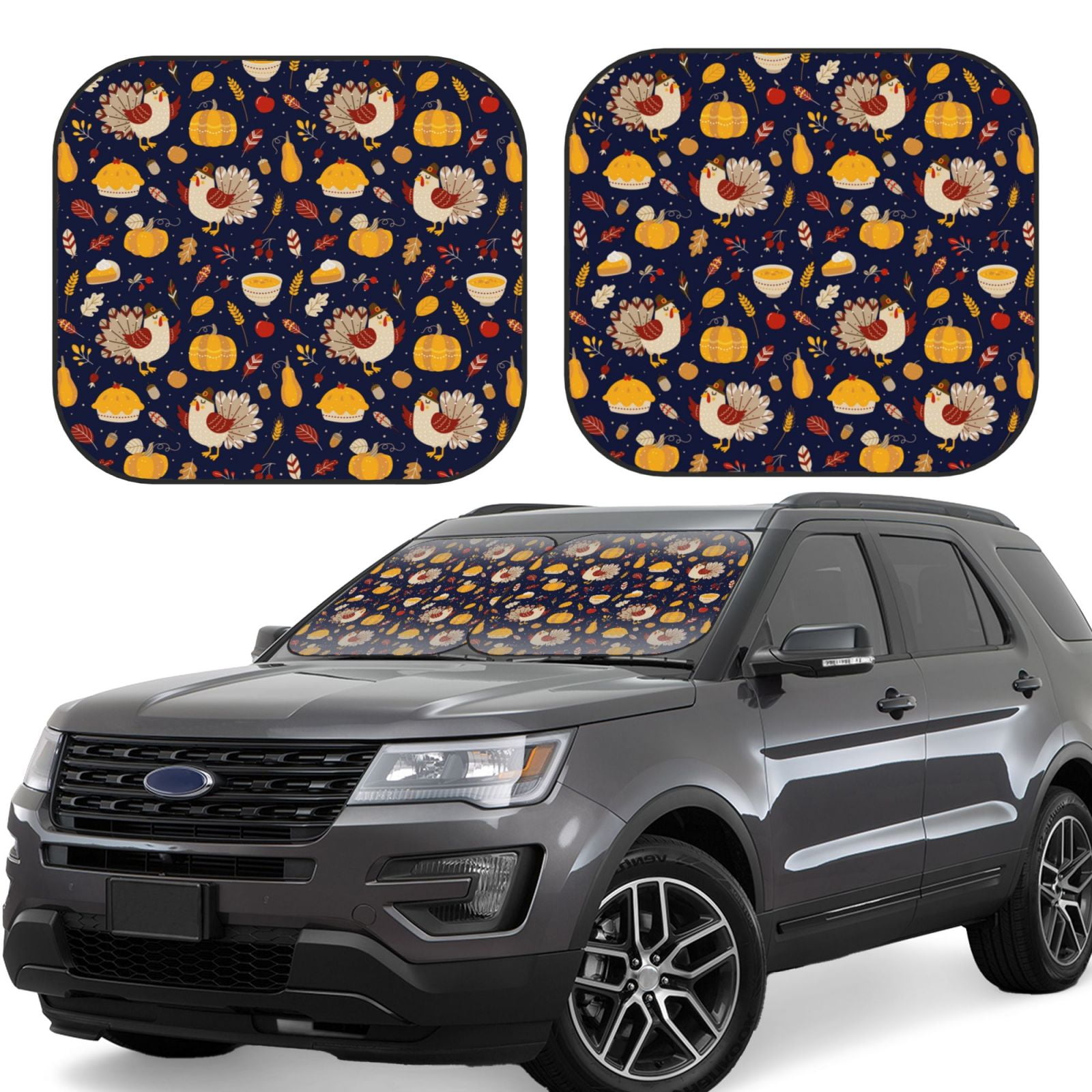 Balery 2 Piece Turkey And Autumn Car Windshield Sun Shade|Foldable ...