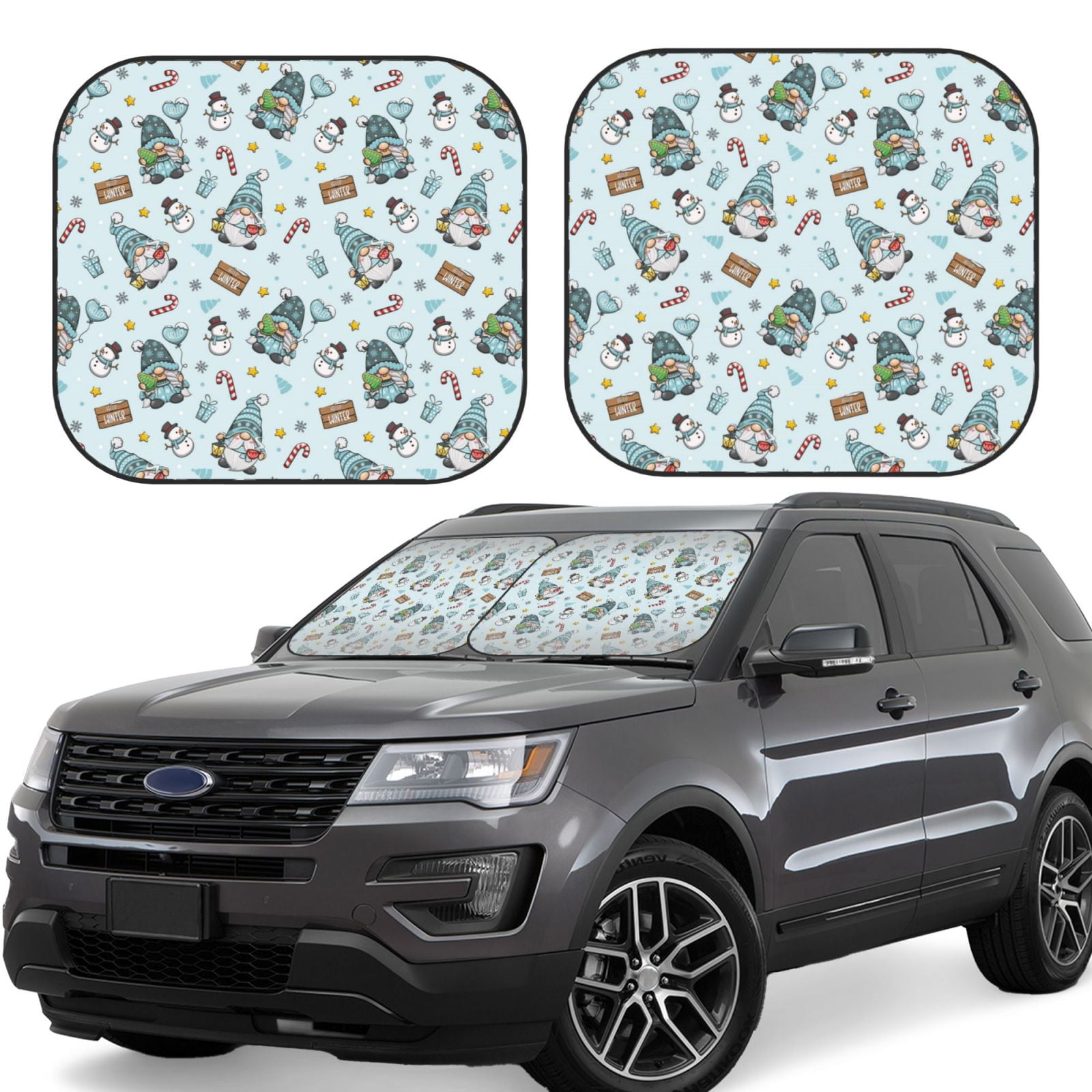 Balery 2 Piece Winter Wonderland Light Blue Car Windshield Sun Shade ...