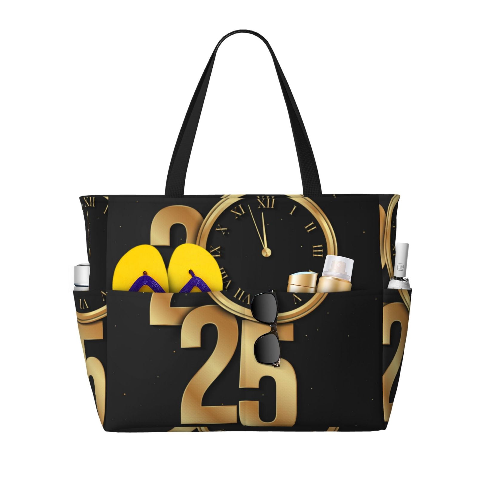 Balery 2025 Happy New Year Beach Travel Bag - Water-Resistant, Large ...
