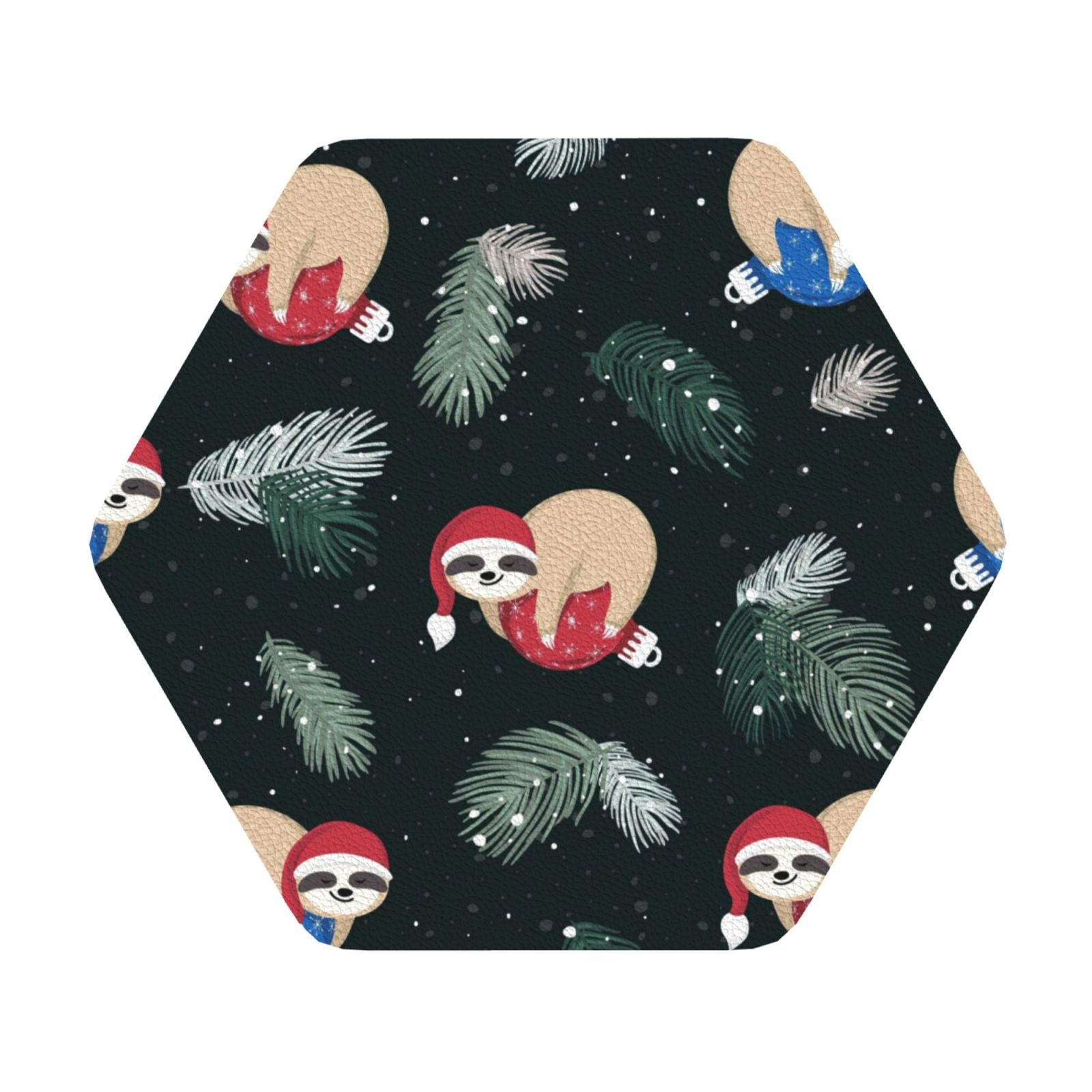 Balery 4 Pcs Baby Sloths Sleepingleather Coasters Set, Drink Table Cup ...