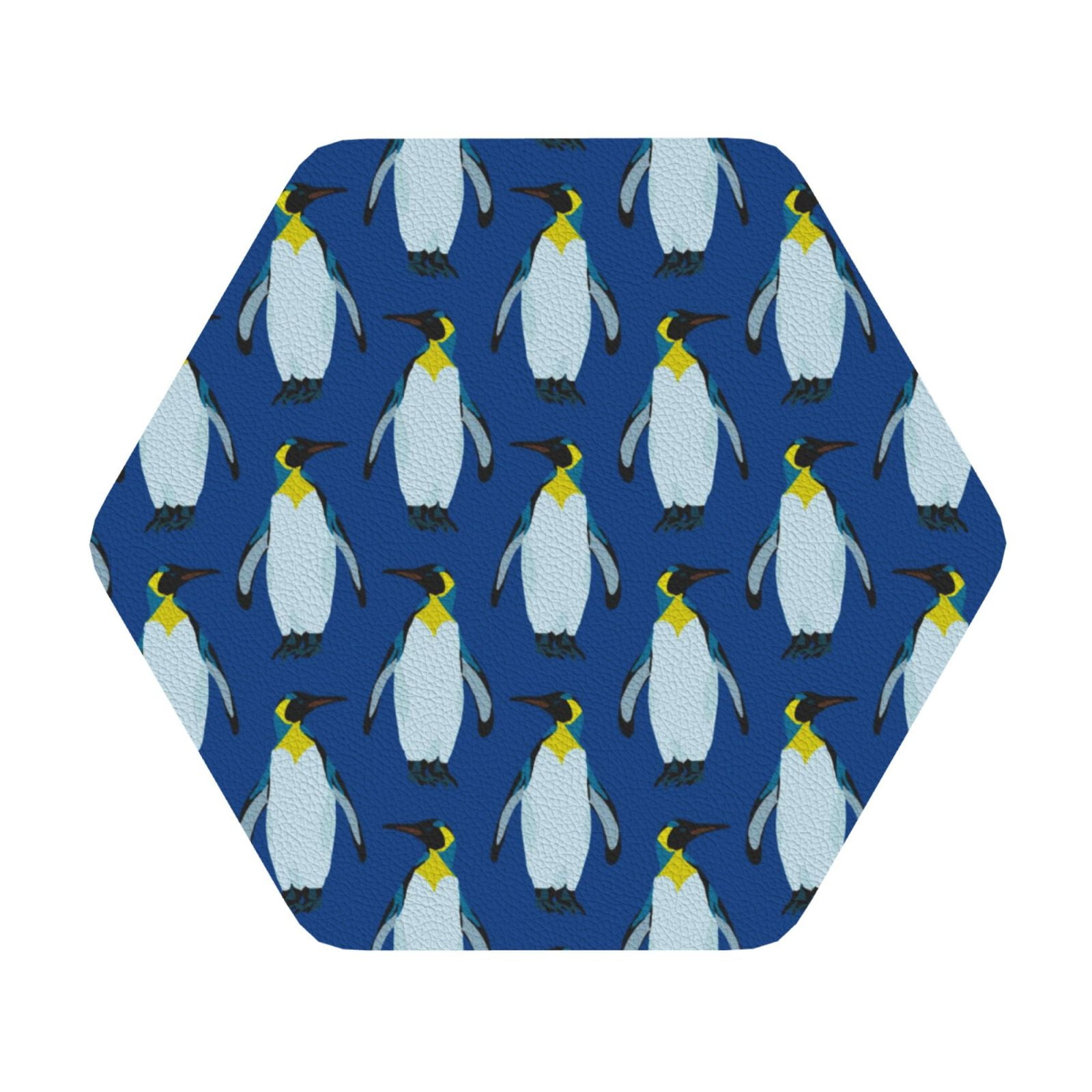 Balery 4 Pcs Beautiful King Penguin Patternleather Coasters Set, Drink ...