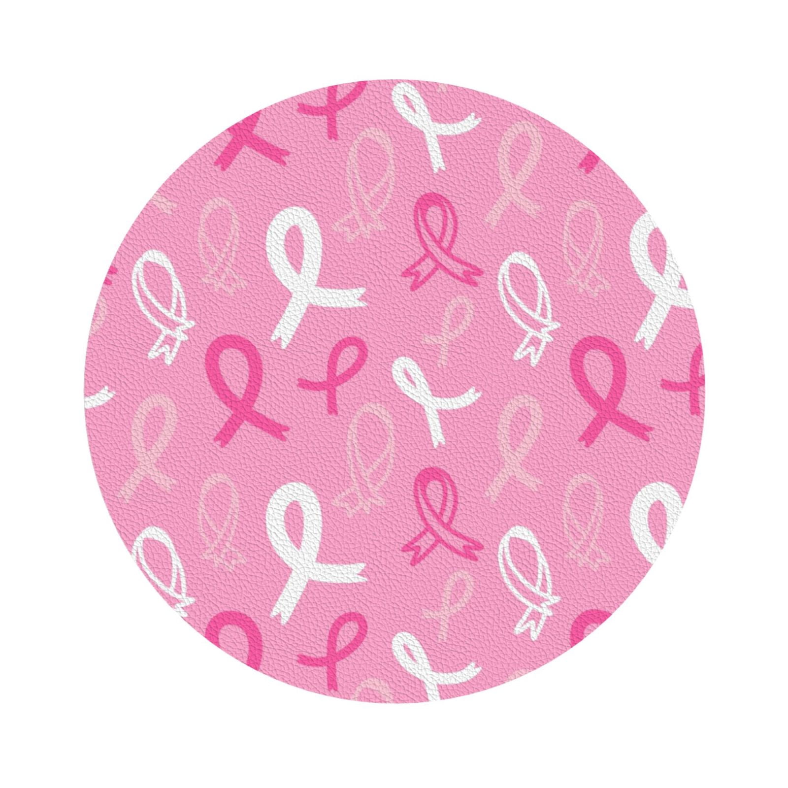 Balery 4 Pcs Breast Cancer Awareness (3)Leather Coasters Set, Drink ...
