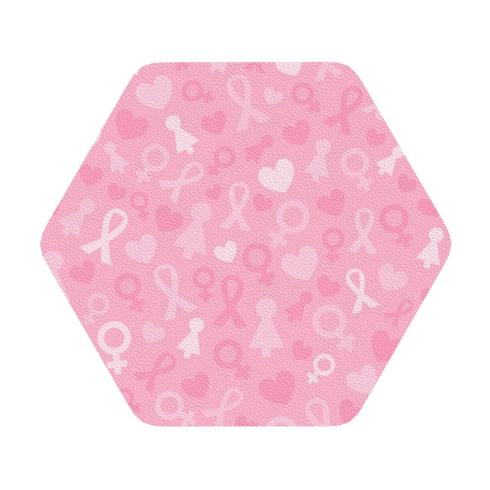 Balery 4 Pcs Breast Cancer Awarenessleather Coasters Set, Drink Table ...