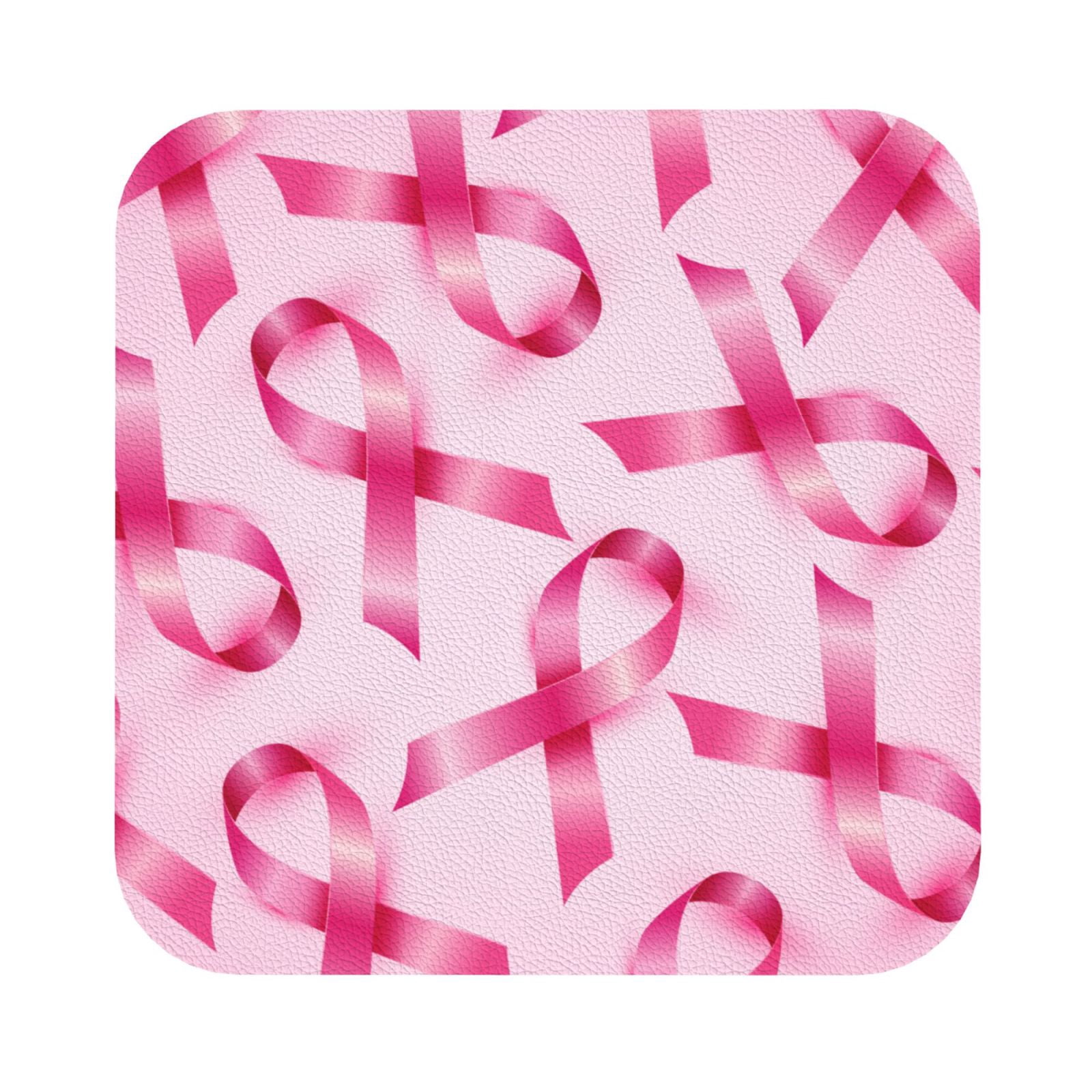 Balery 4 Pcs Breast Cancer Ribbons Awarenessleather Coasters Set, Drink ...