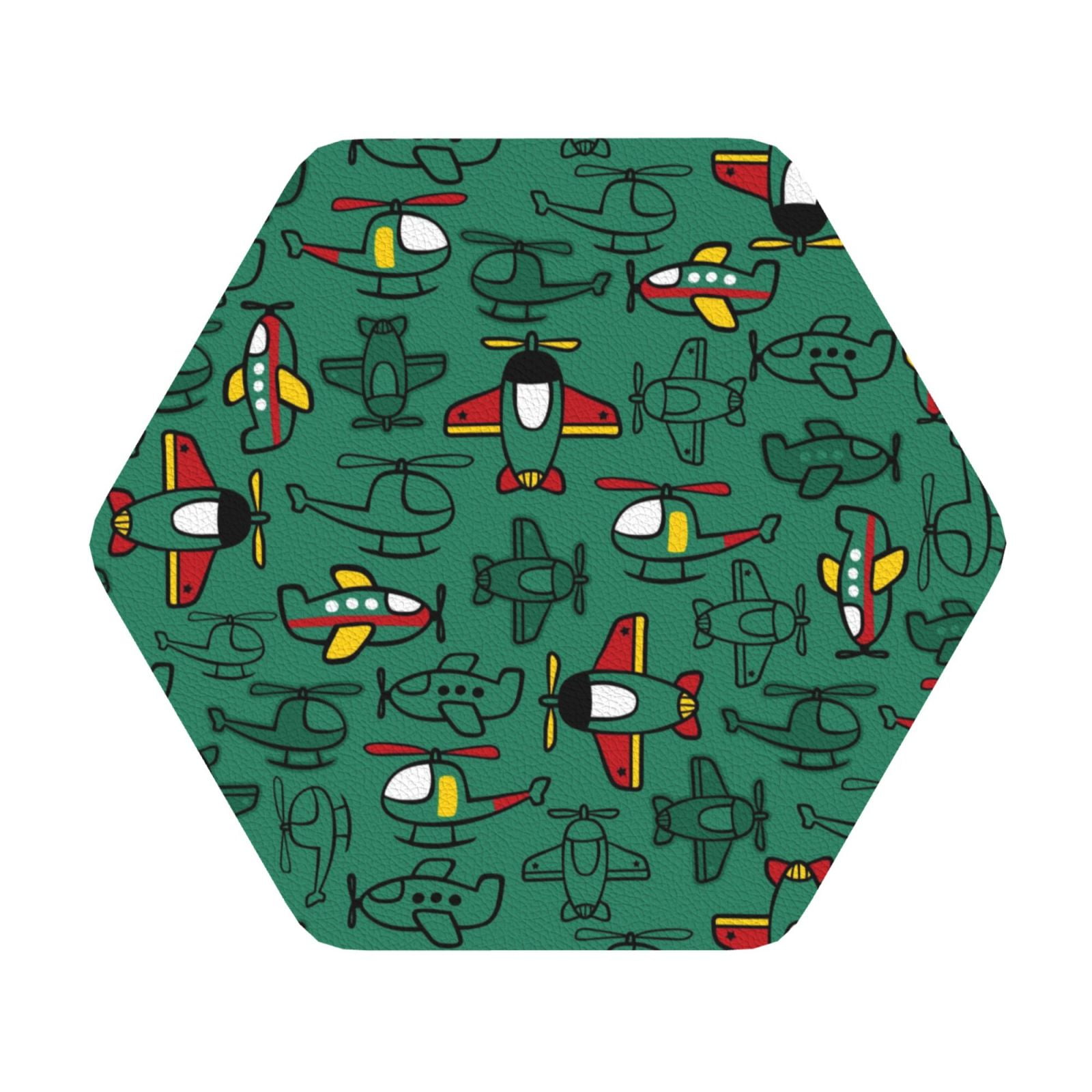 Balery 4 Pcs Cartoon Air Transportationleather Coasters Set, Drink ...