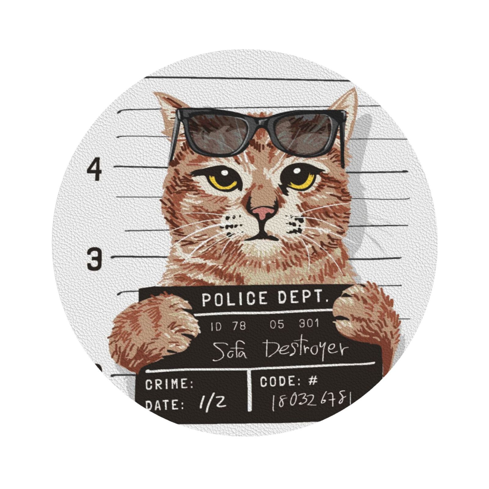 Balery 4 Pcs Cat Holding Mugshot Signleather Coasters Set, Drink Table ...