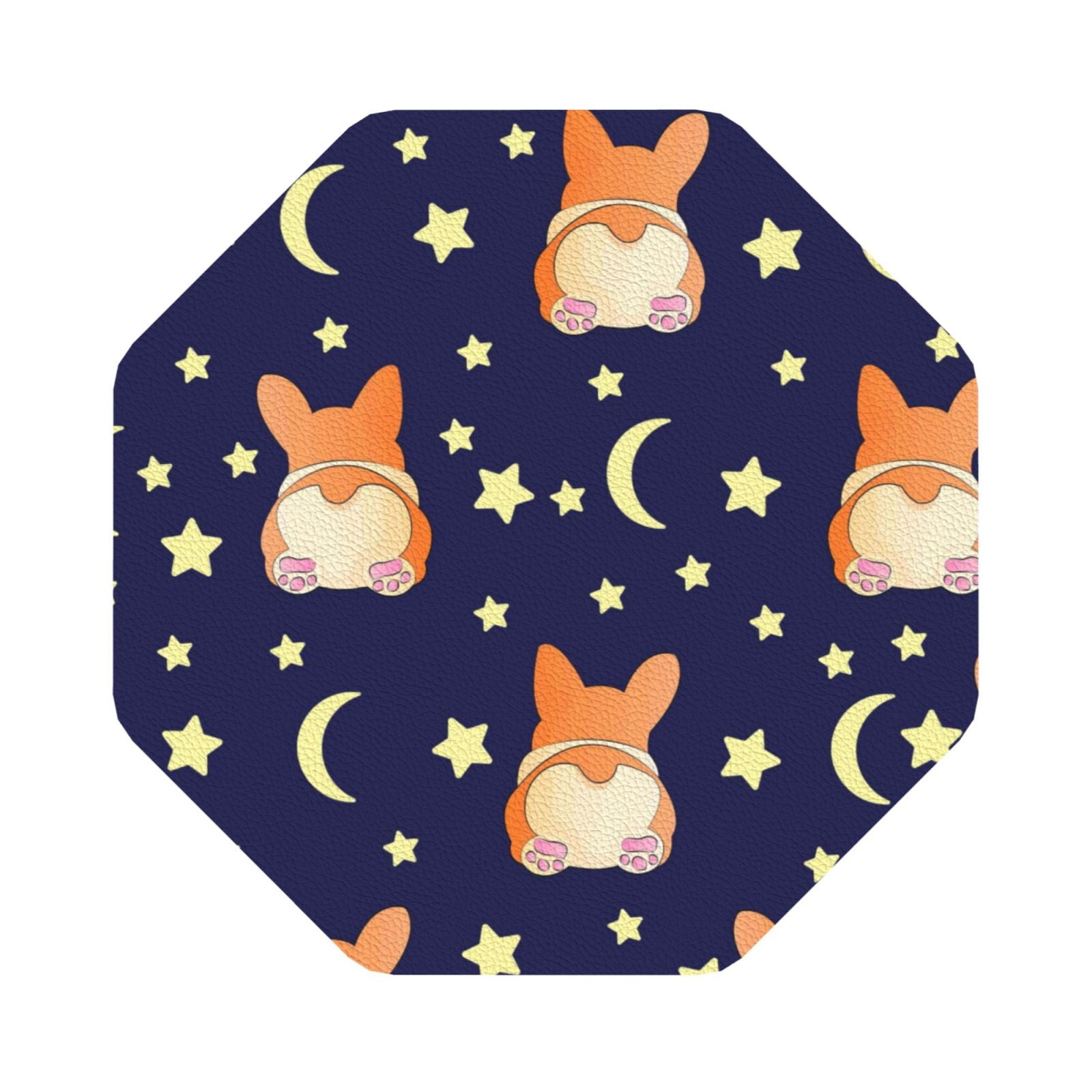 Balery 4 Pcs Corgi Lying With Moons And Starsleather Coasters Set ...