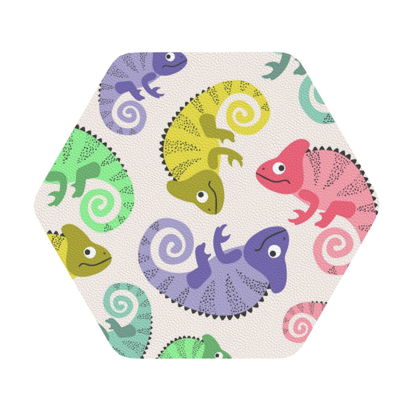 Balery 4 Pcs Cute Chameleonsleather Coasters Set, Drink Table Cup ...