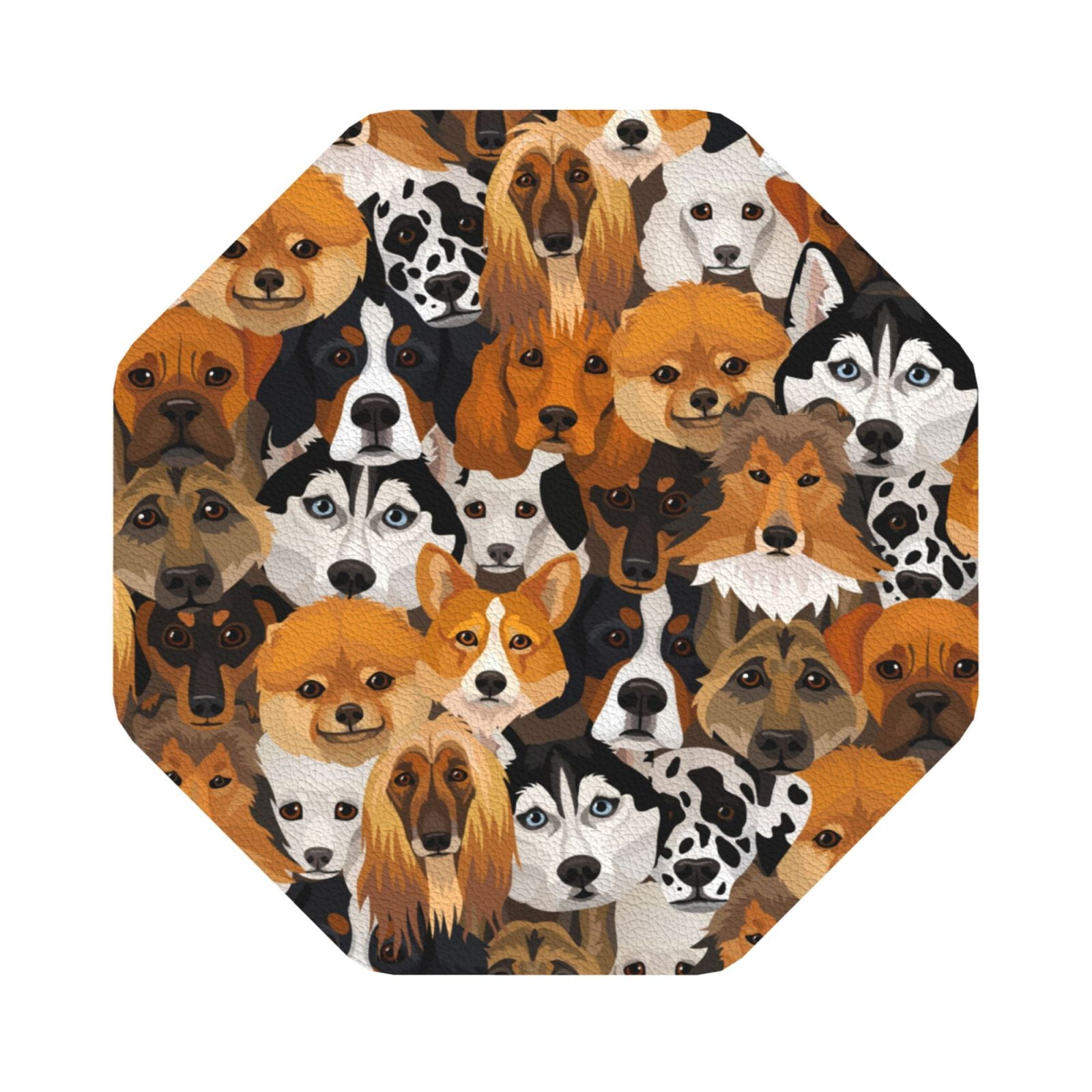 Balery 4 Pcs Dogs Different Breedsleather Coasters Set, Drink Table Cup ...