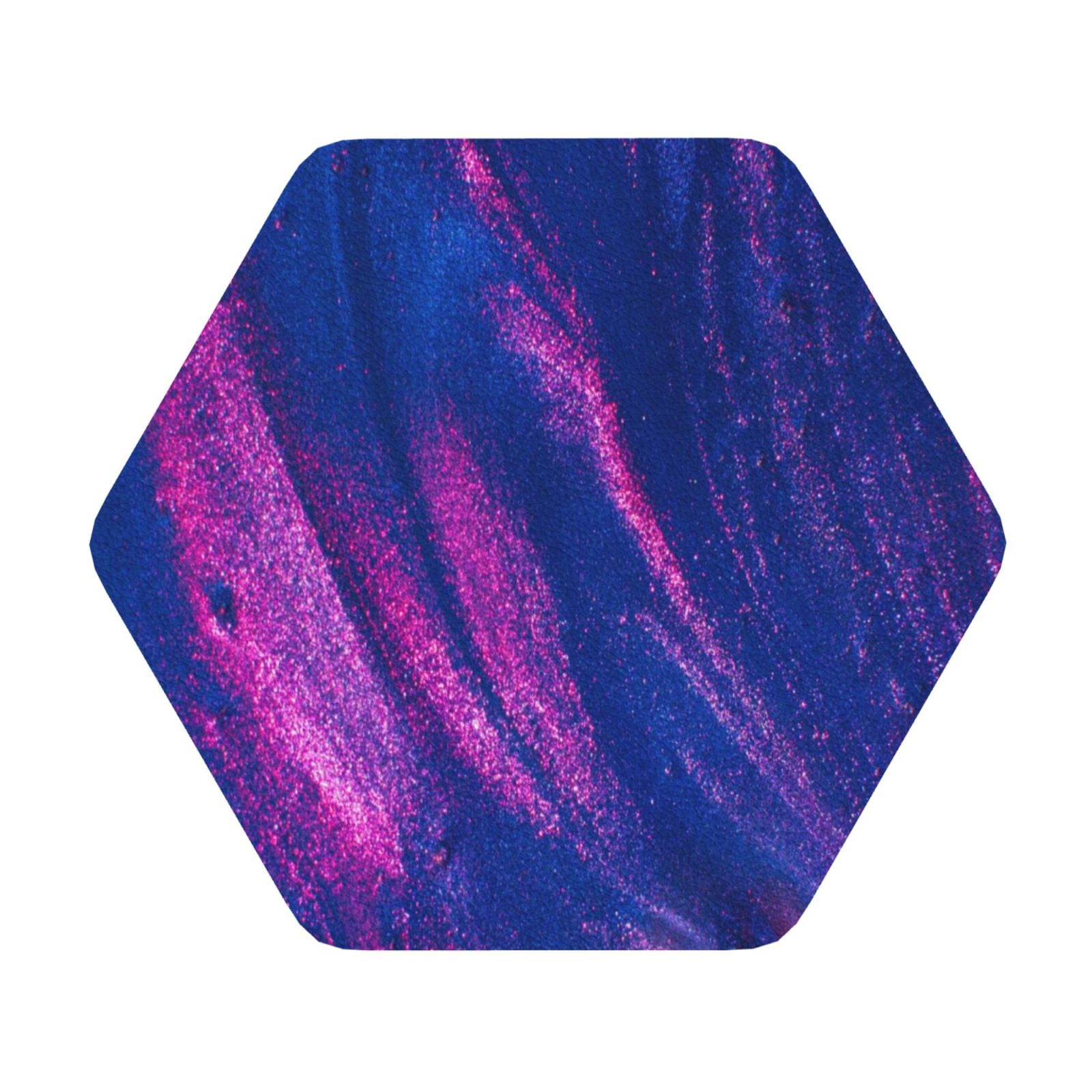 Balery 4 Pcs Neon Gradient Blueleather Coasters Set, Drink Table Cup ...