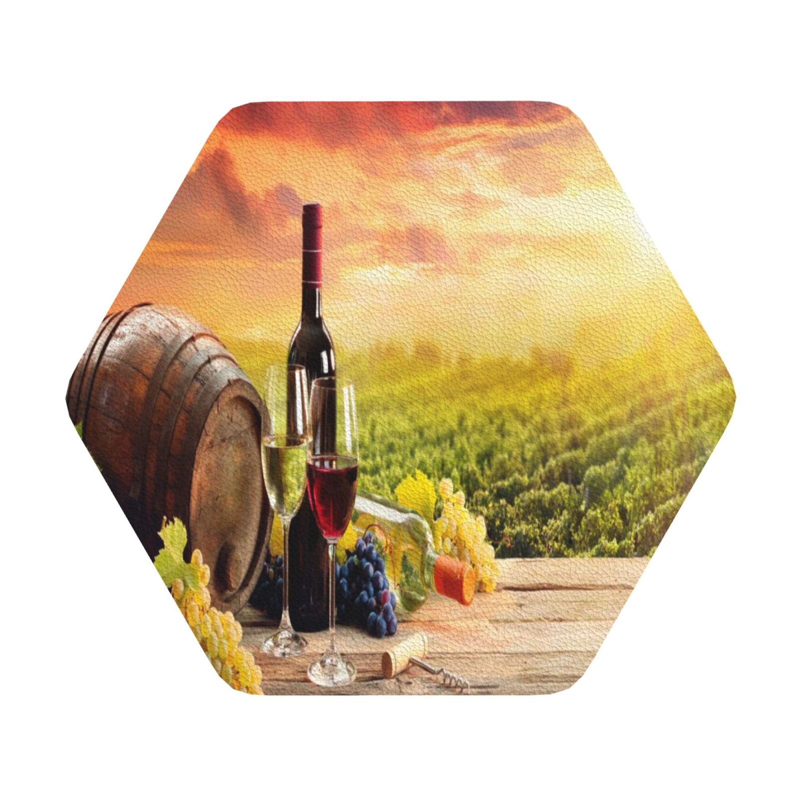 Balery 4 Pcs Red Wine Glassesleather Coasters Set, Drink Table Cup ...