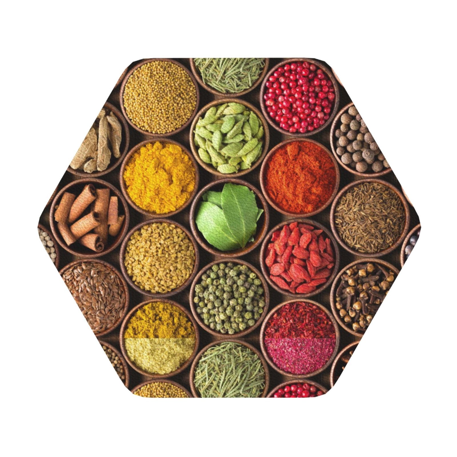 Balery 4 Pcs Spices And Herbsleather Coasters Set, Drink Table Cup ...