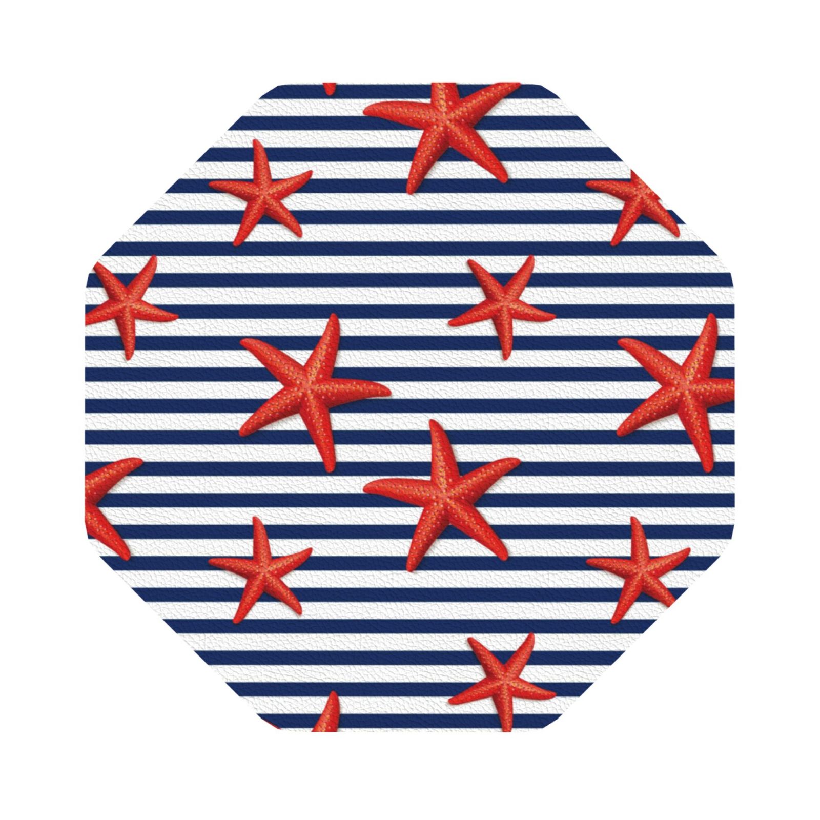 Balery 4 Pcs Starfish Navy Blue Stripeleather Coasters Set, Drink Table ...