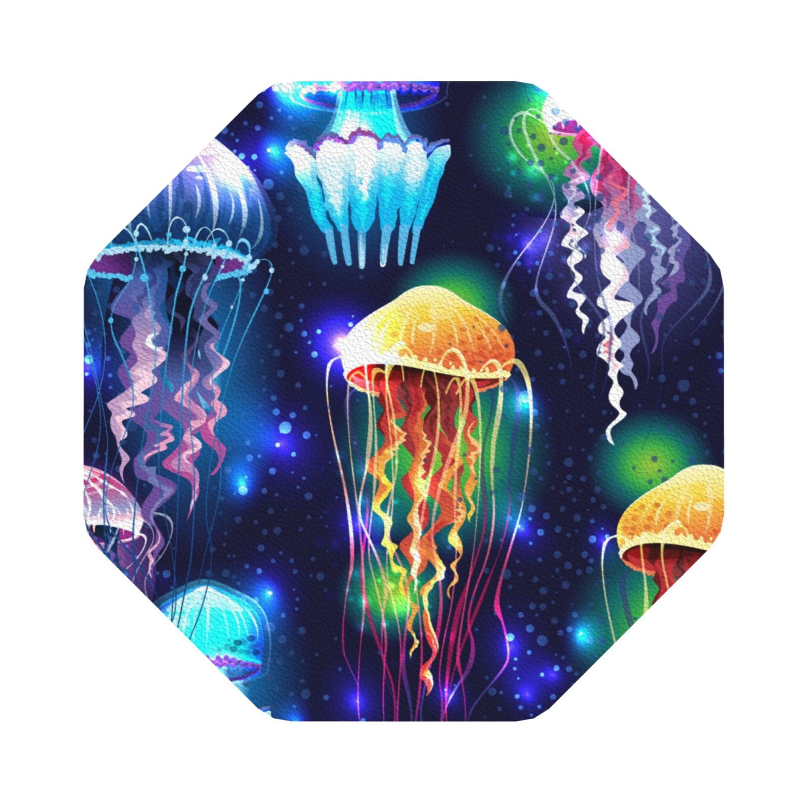 Balery 4 Pcs Transparent Jellyfishesleather Coasters Set, Drink Table ...