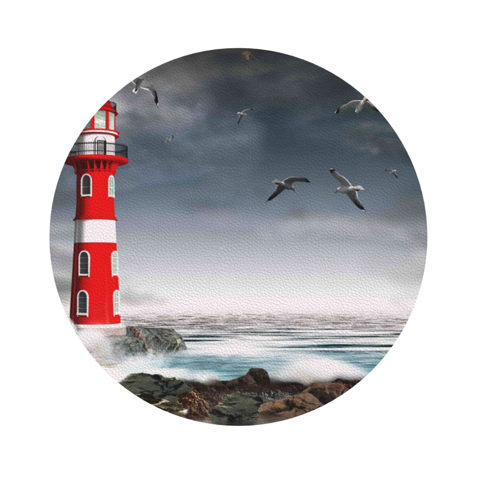 Balery 6 Pcs 3d Lighthouse In The Surfleather Coasters Set, Drink Table ...