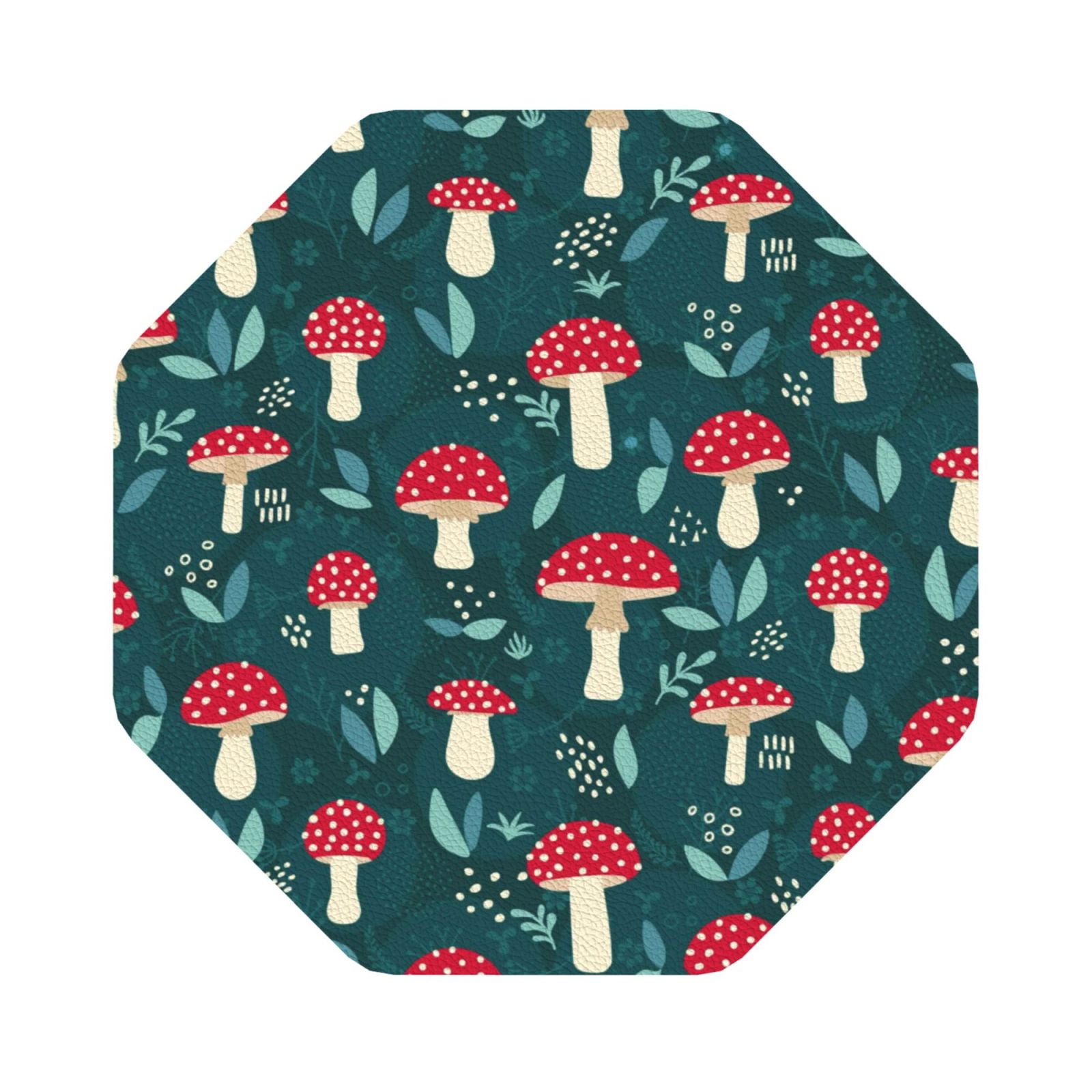 Balery 6 Pcs Amanita Mushroomleather Coasters Set, Drink Table Cup ...