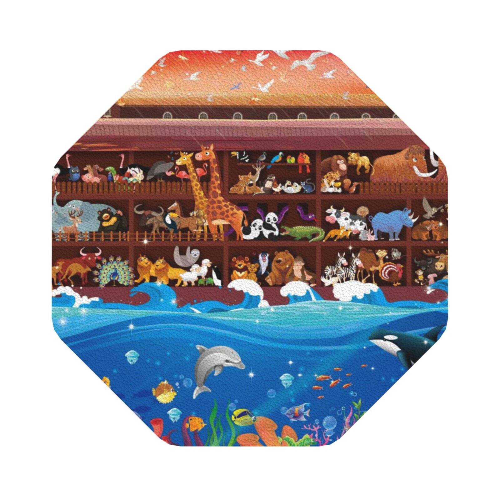 Balery 6 Pcs Animals On Noah'S Ark2leather Coasters Set, Drink Table ...