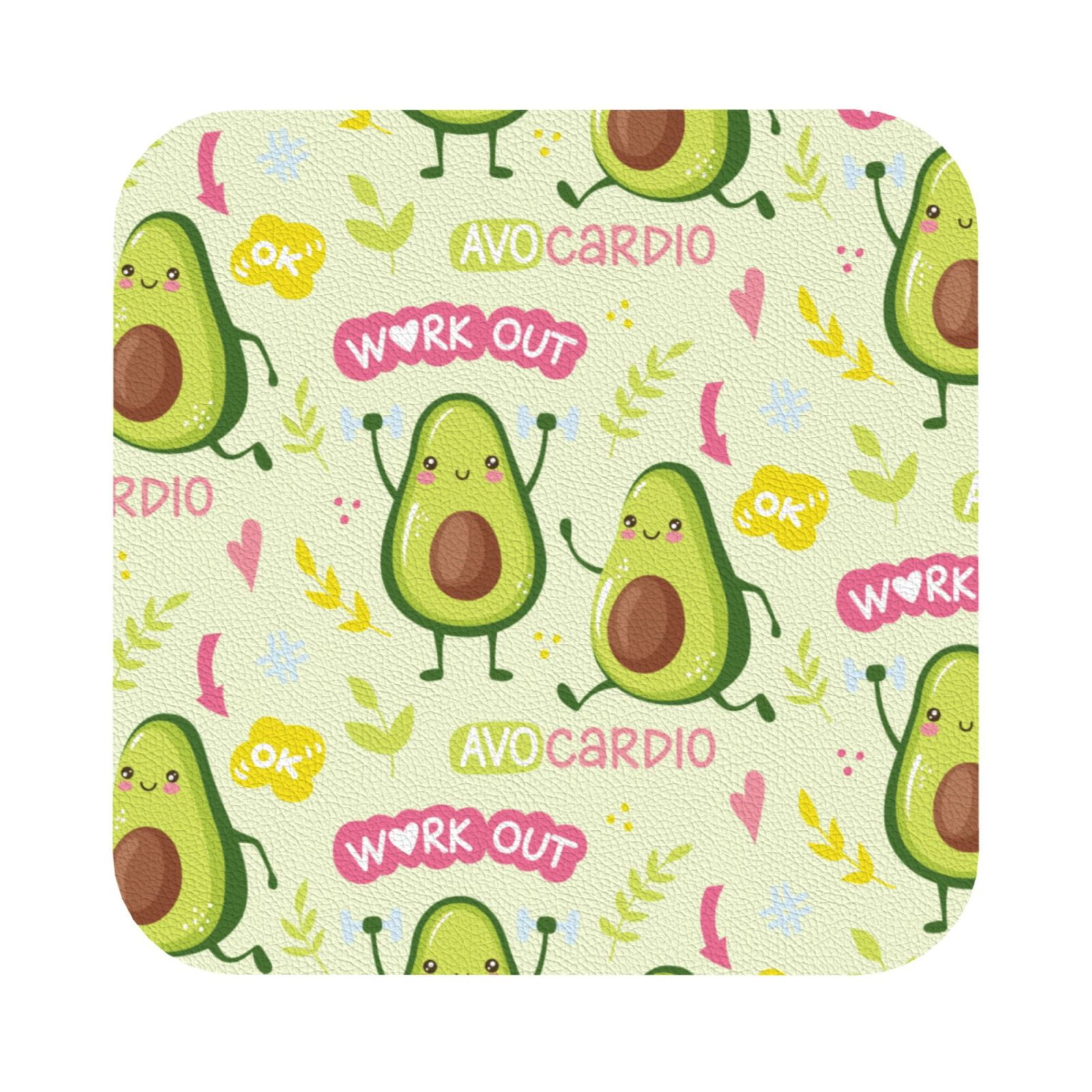 Balery 6 Pcs Avocado Work Outleather Coasters Set, Drink Table Cup ...