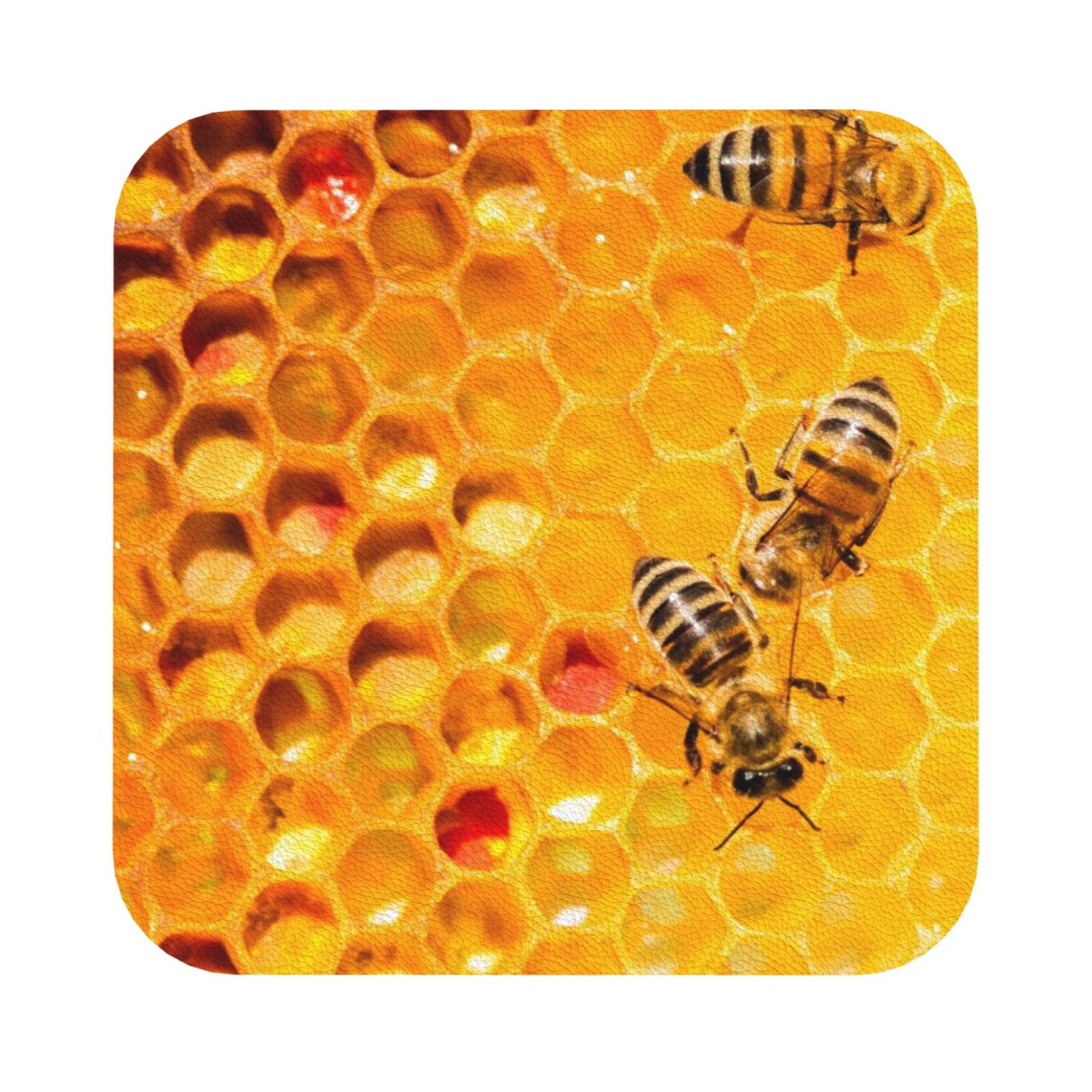 Balery 6 Pcs Bees On Hive Honeycombleather Coasters Set, Drink Table ...